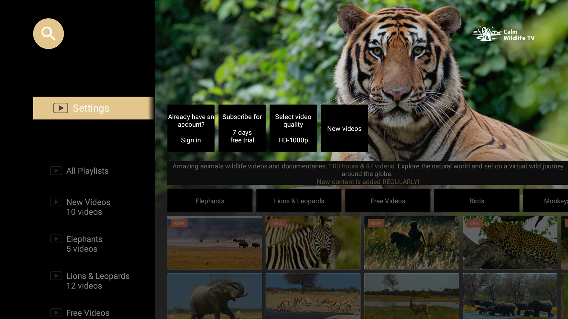 Calm Wildlife TV - Wild animals videos in 4K UHD - App on Amazon Appstore