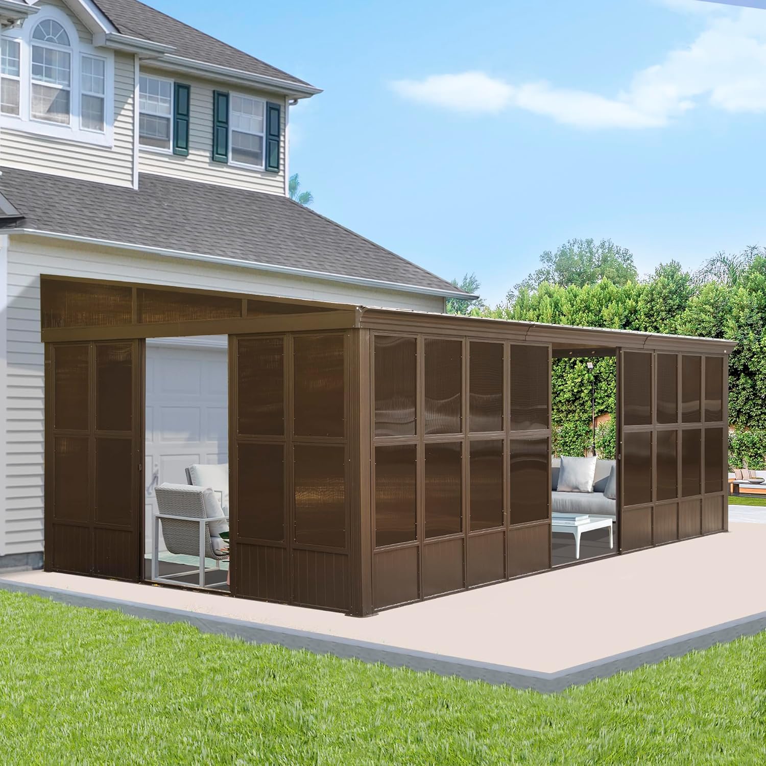 Amazon.com : Domi 12x20FT Wall Mounted Sunroom, Against Wall Solarium ...