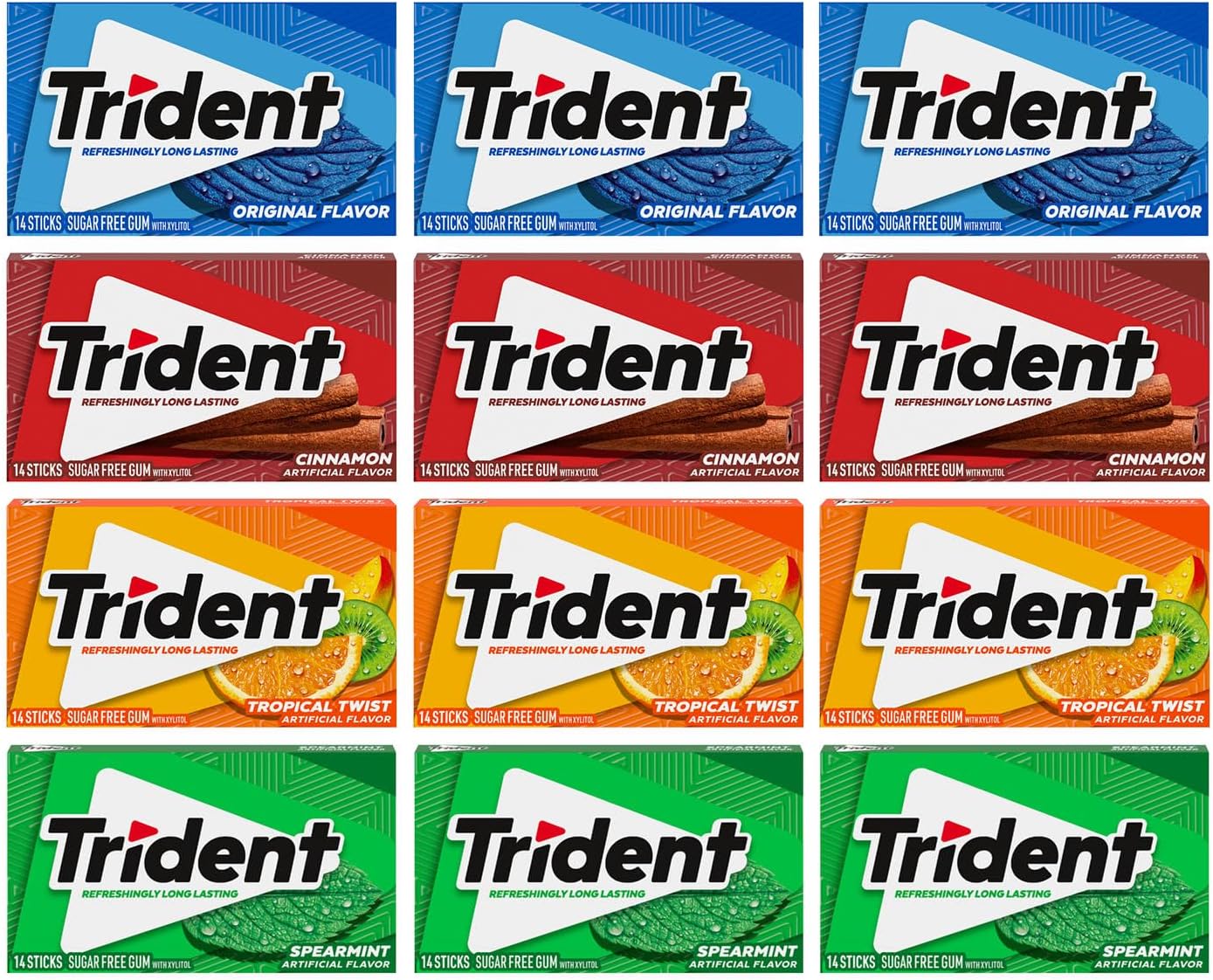Amazon.com : Trident Gum Variety Pack – Pack of 12 Refreshing Sugar ...