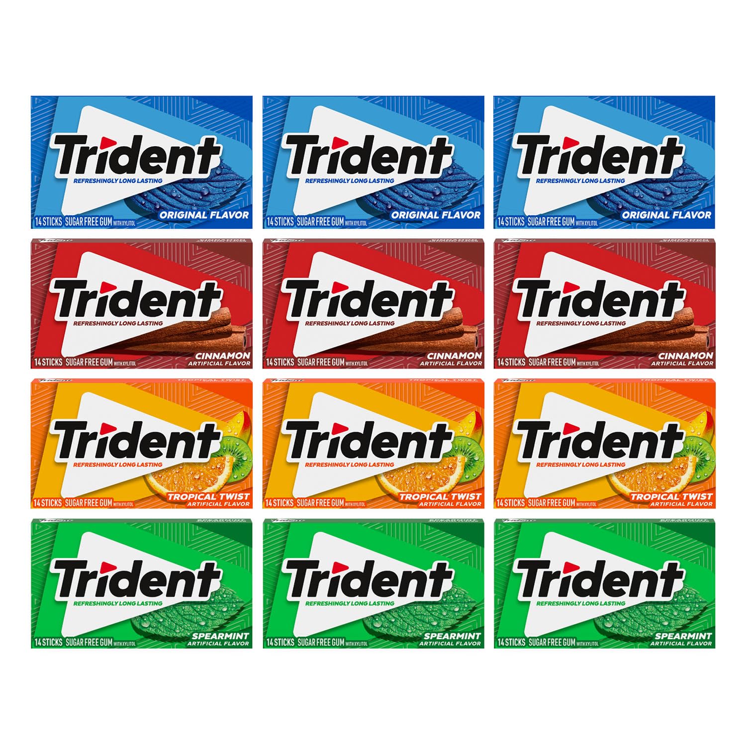 Buy Trident Gum Variety Pack – Pack of 12 Refreshing Sugar-Free Flavors ...