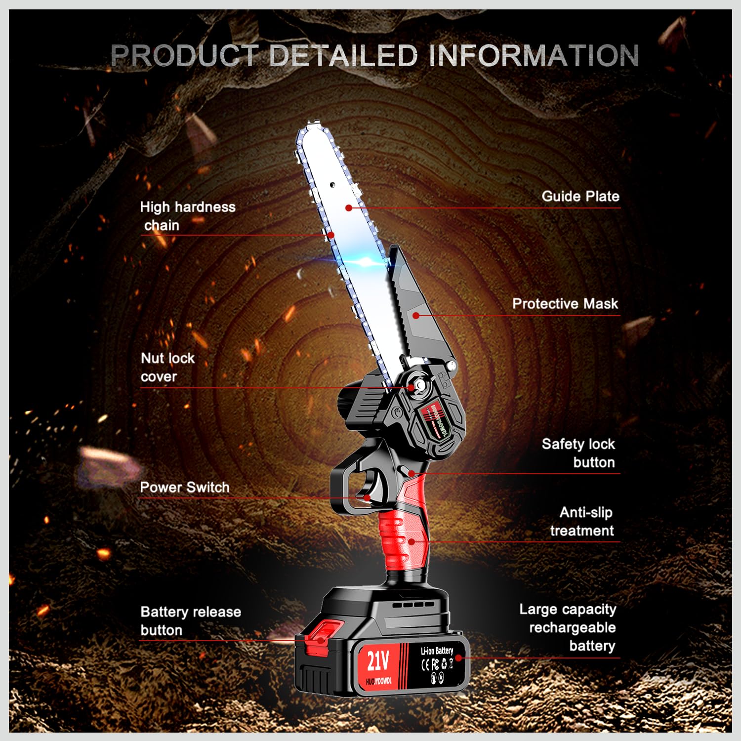 Snapklik.com : Mini Chainsaw 6 Inch Cordless, Handheld Small Chainsaw ...