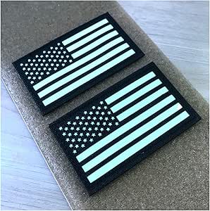 Amazon.com: 2x3.5 Black White Glow in Dark US USA American Flag Tactical Patches Forward and ...