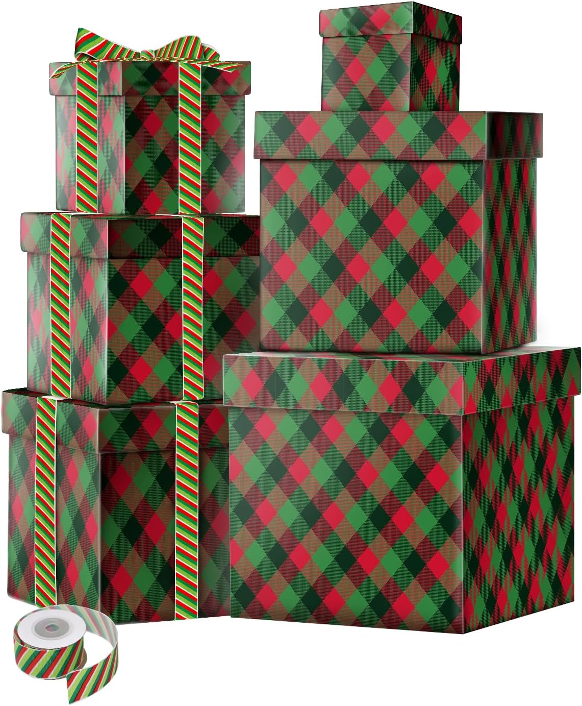 Amazon.com: TaoBary 4 Pcs Christmas Nesting Gift Boxes Hard Xmas ...