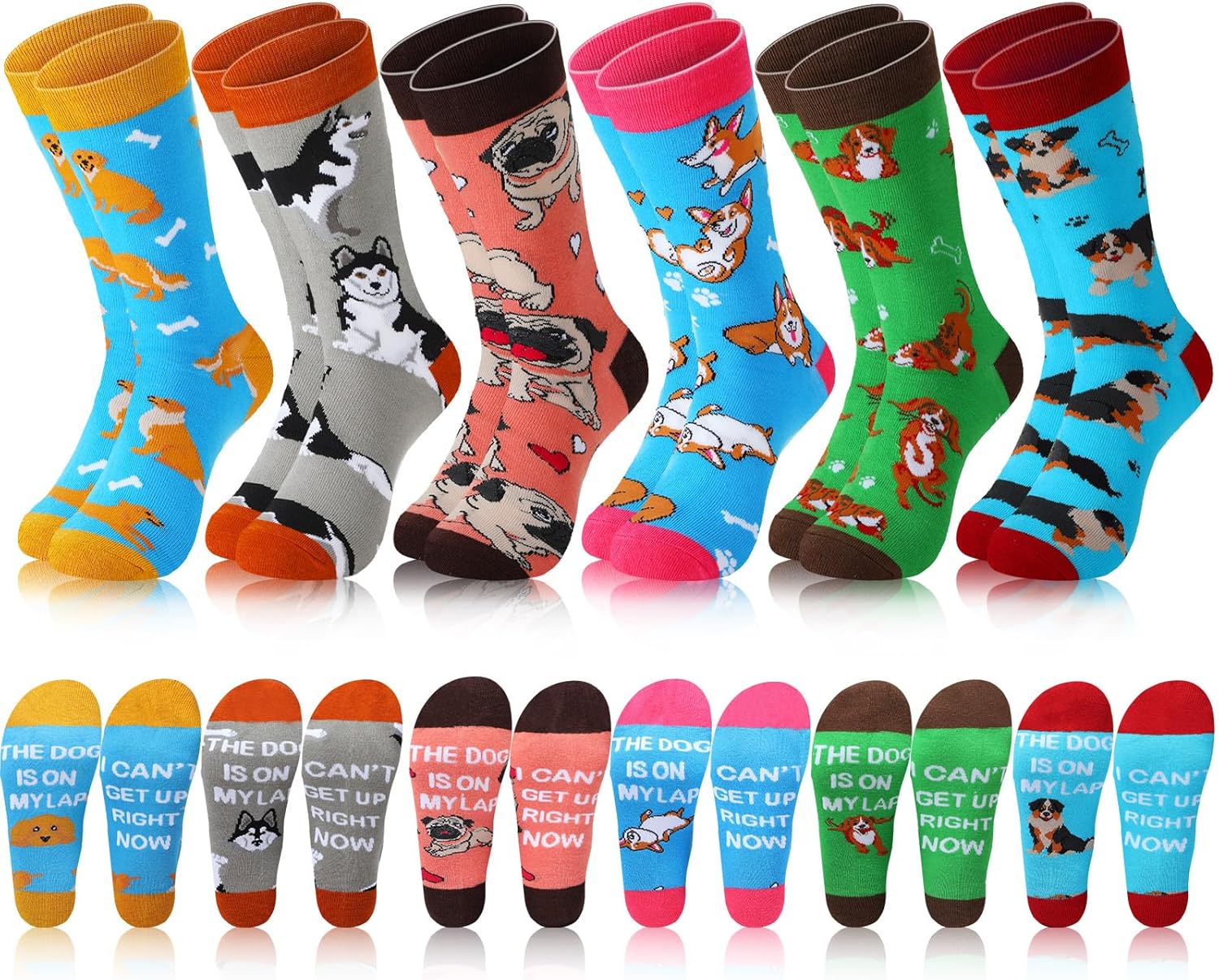 Amazon.com: Jeyiour 6 Pairs Dog Socks Gifts for Women Funny Animal ...