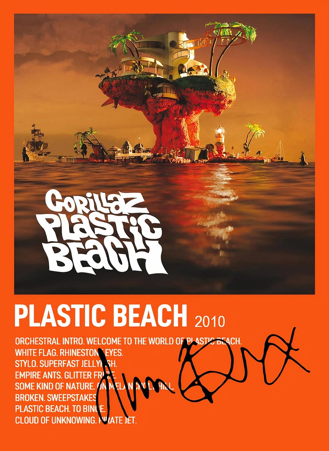 Plastic Beach by Gorillaz Album Song Cover Signed Poster - Autographed ...