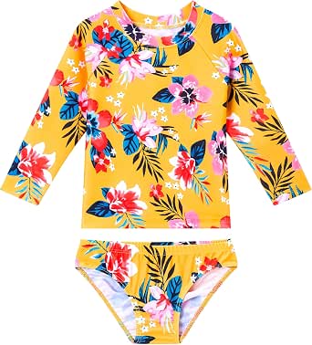 Amazon.com: Bathing Suit for Girls Size 6-7 Years Old Yellow Floral ...