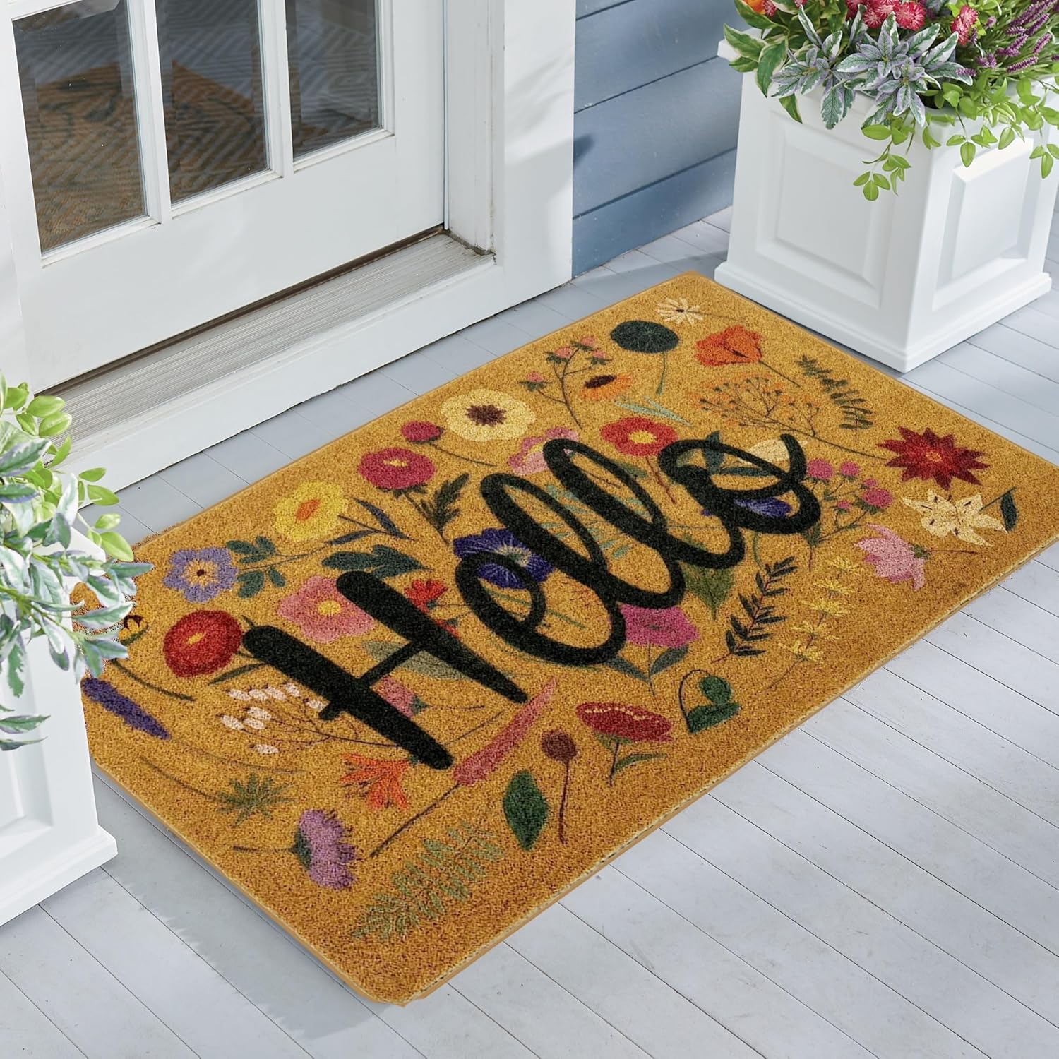 Amazon.com: IZUS Floral Welcome-Door-Mats Outside-Entrance Synthetic ...