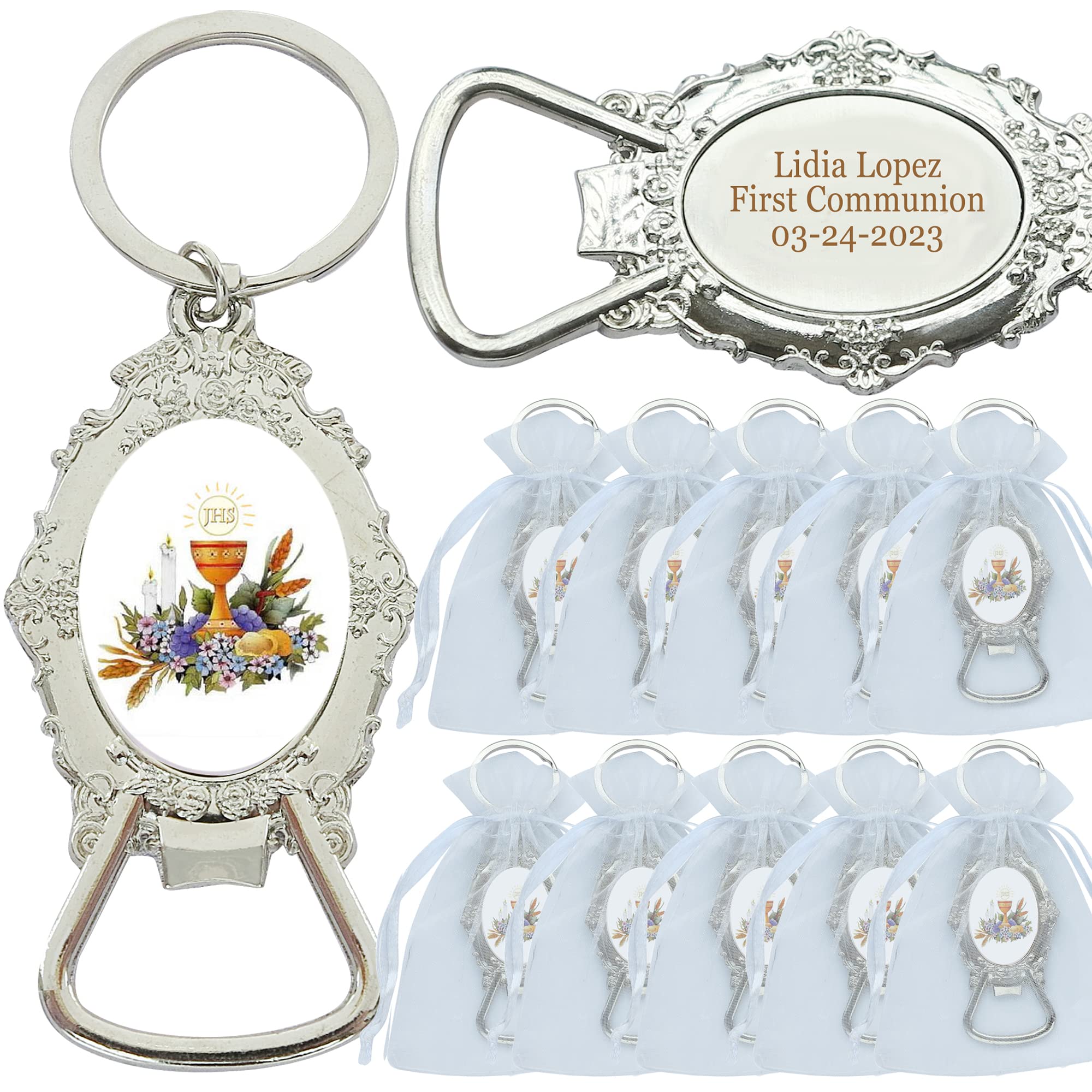Communion Favors Keychains 50 Gold/Silver Angel Metal Key Chain Gift