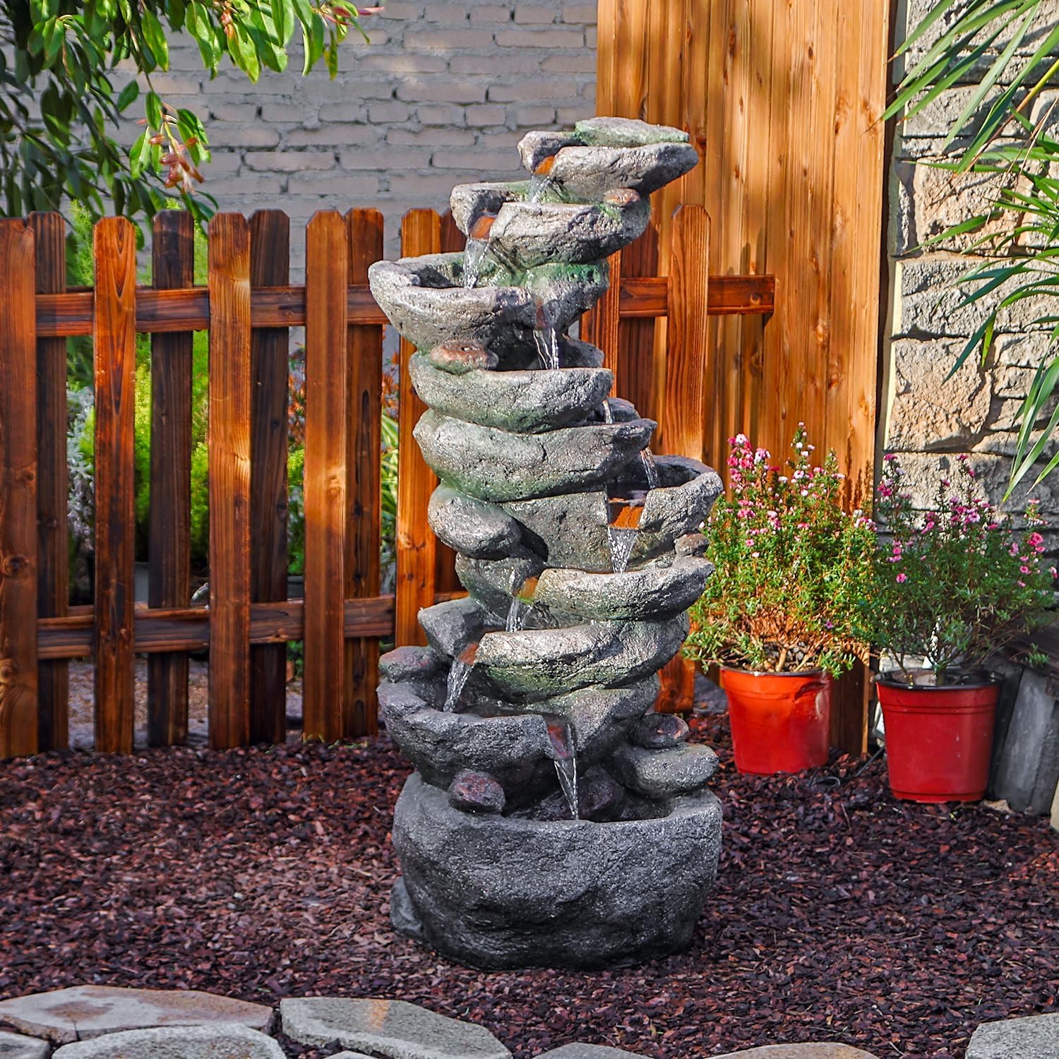 Amazon.com: Hamiedun 48''H 7-Tier Outdoor Garden Water Fountain Decor ...
