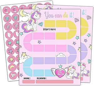 10 Unicorn Reward Chart with 216 Round Stickers, Incentive Behavior ...
