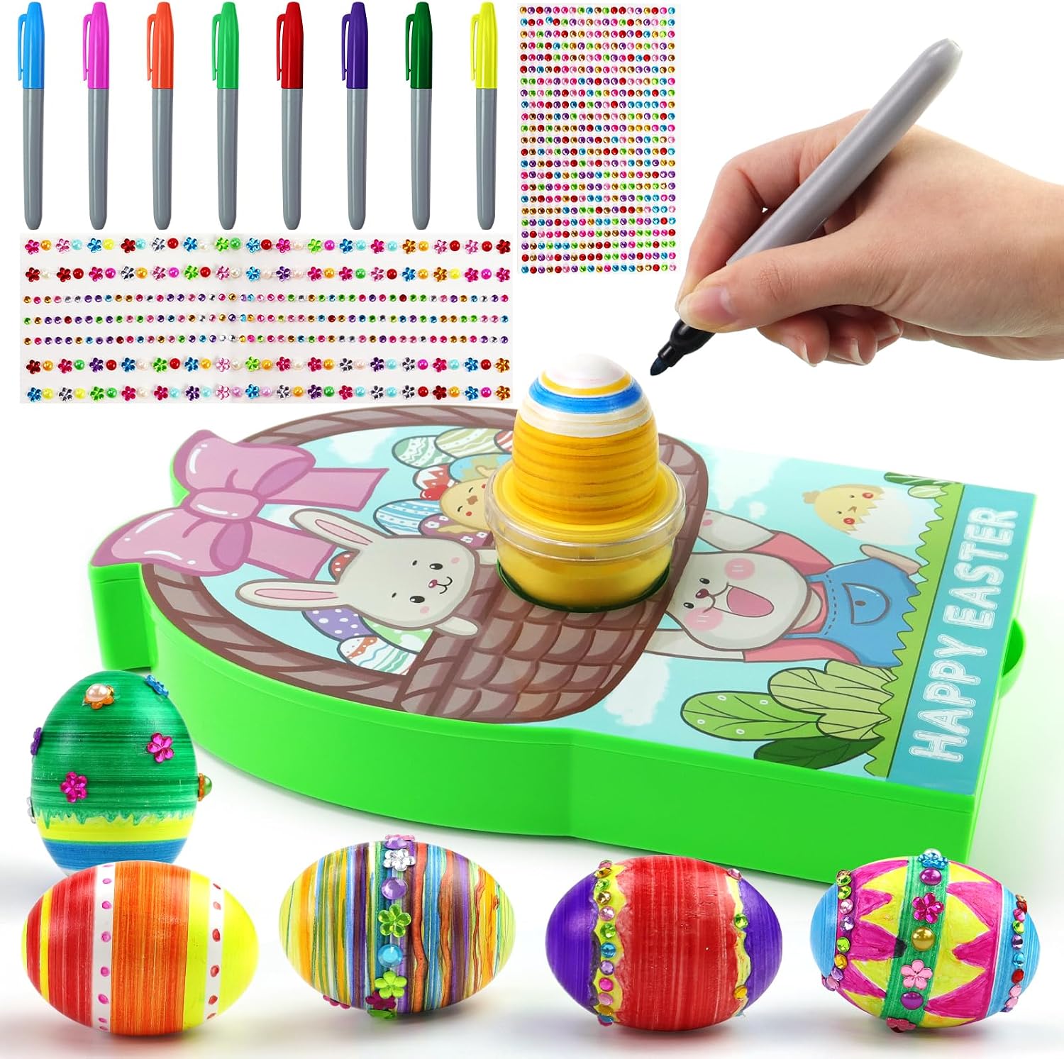 Amazon.com: Xmoyaas Easter Eggs Decorator Kit, Bunny Egg Spinner ...