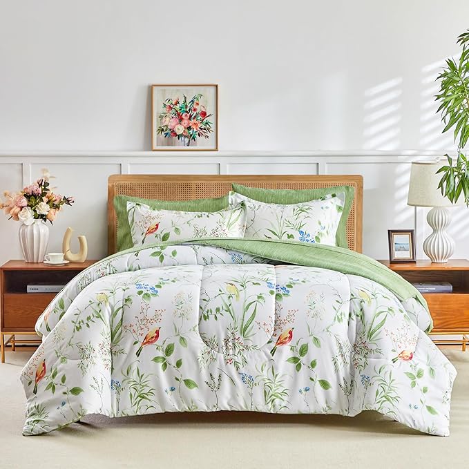 Amazon.com - Joyreap Bed in a Bag Queen, 7 Piece Floral Comforter Sheet ...