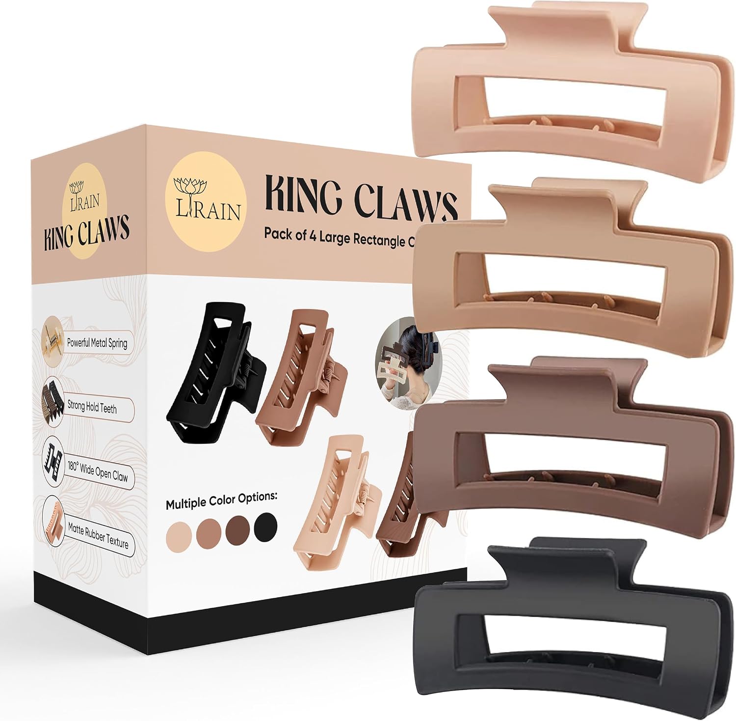 LiRain 5" Extra Large Claw Clips for Thick Hair, Big Hair Clips, Strong ...