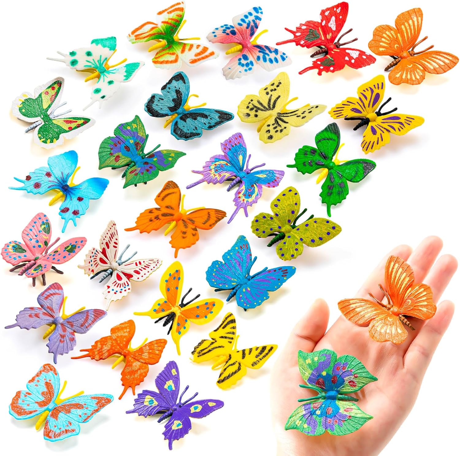 Amazon.com: 24 PCS Plastic Butterflies Toy, Butterfly Action Figures ...