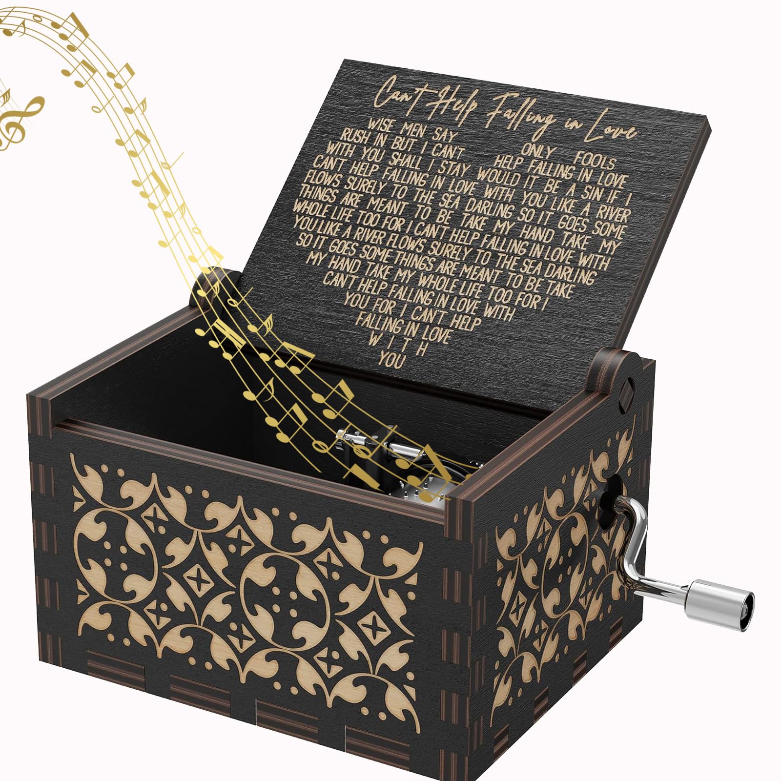 Can't Help Falling in Love Music Box-Mini Laser Engraved Vintage Wooden ...