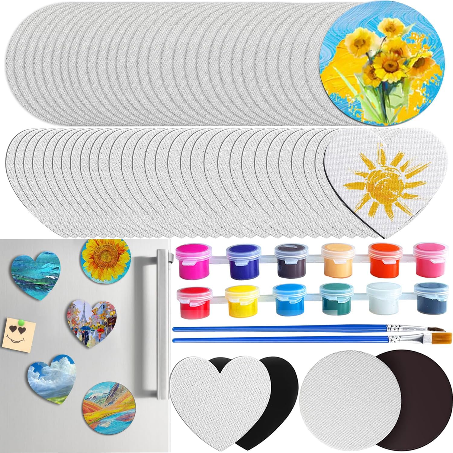 Amazon.com: LAIAMER 74 Pcs Magnetic Painting Canvas Panel Magnetic Mini ...