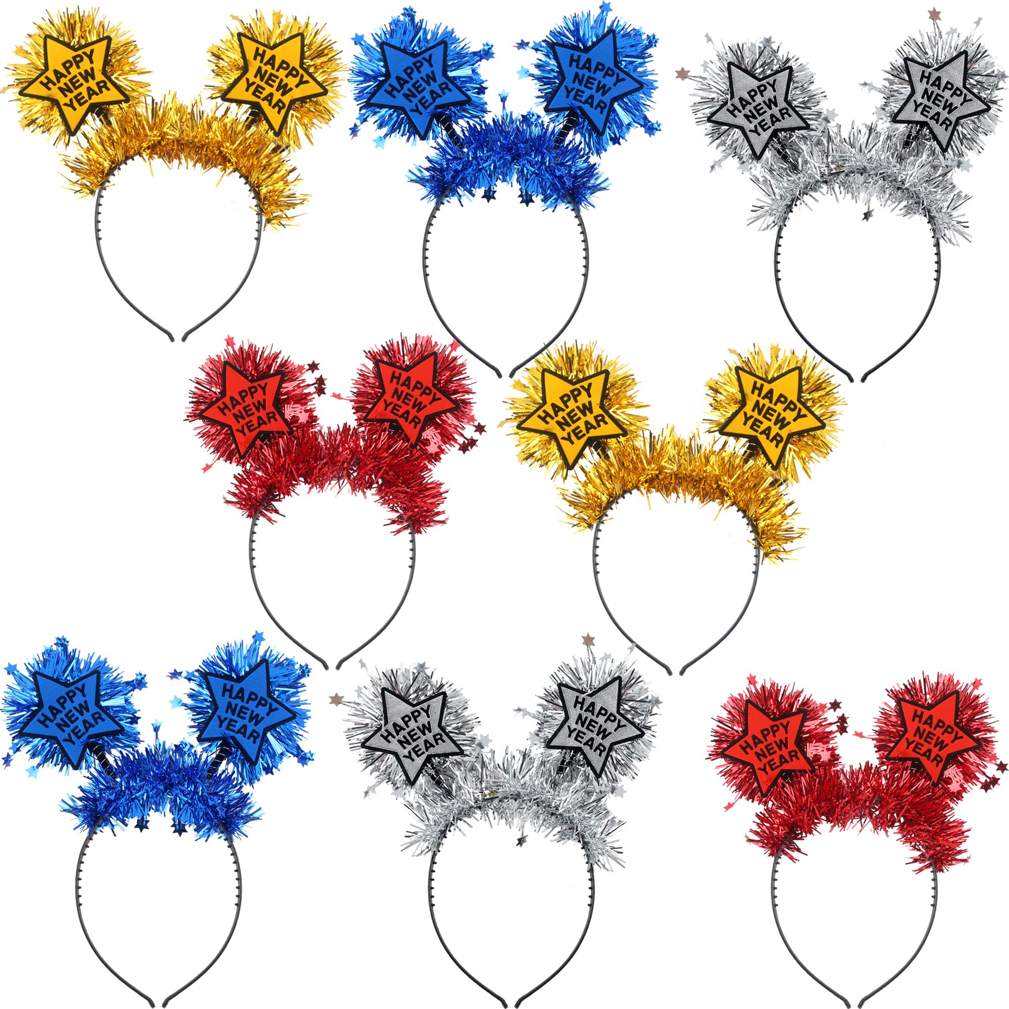 Amazon.com: Sonarun 8 Pieces Happy New Year Headband New Year Head ...