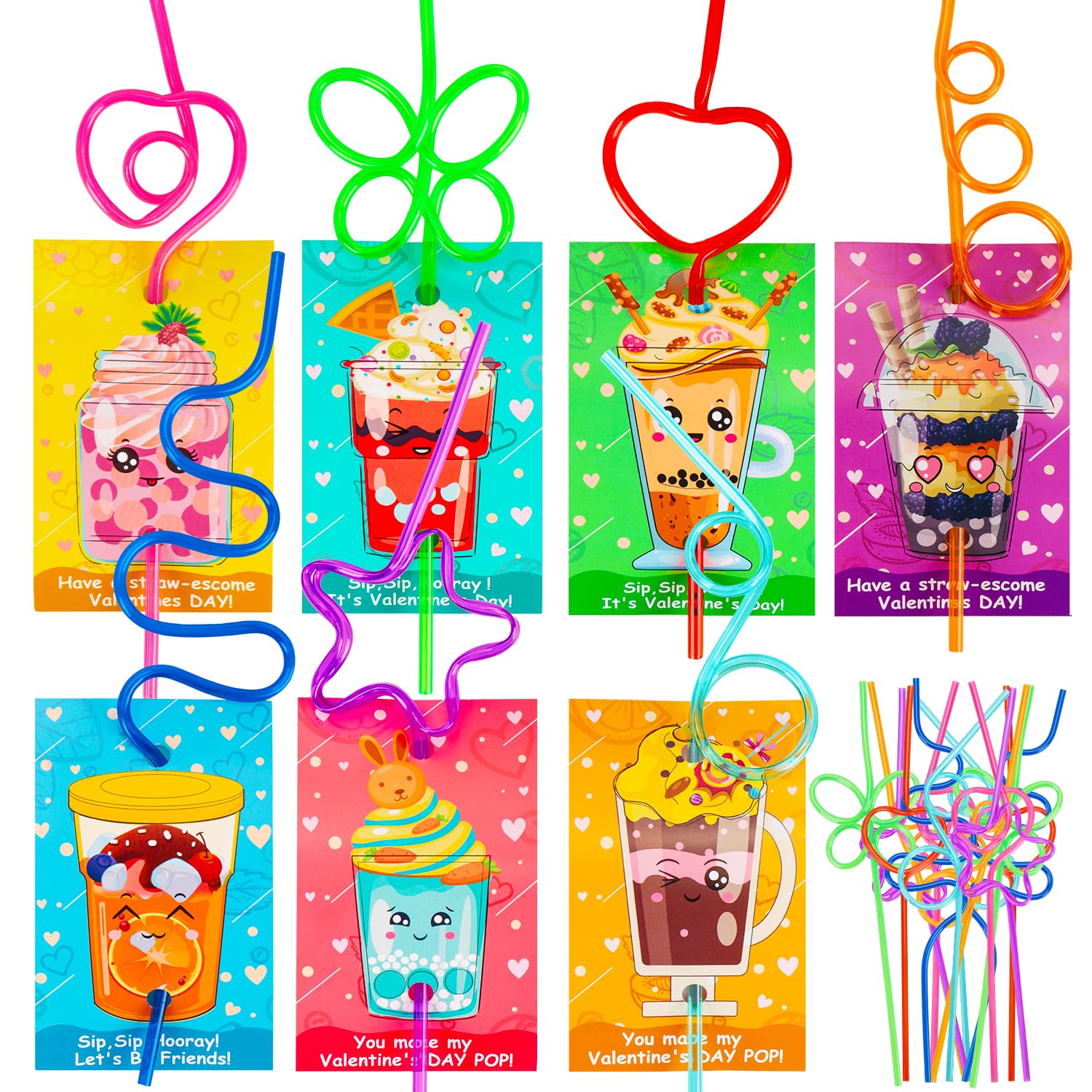 Buy 28 PCS Valentines Day Cards for Kids School with Crazy Loop Bendy ...