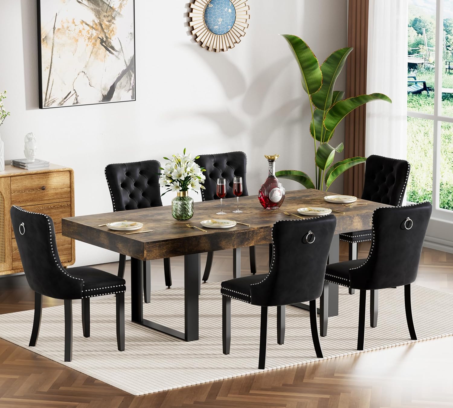 Amazon.com - Mcltopz Rustic Brown Dining Room Table Set for 6, 7-Piece ...