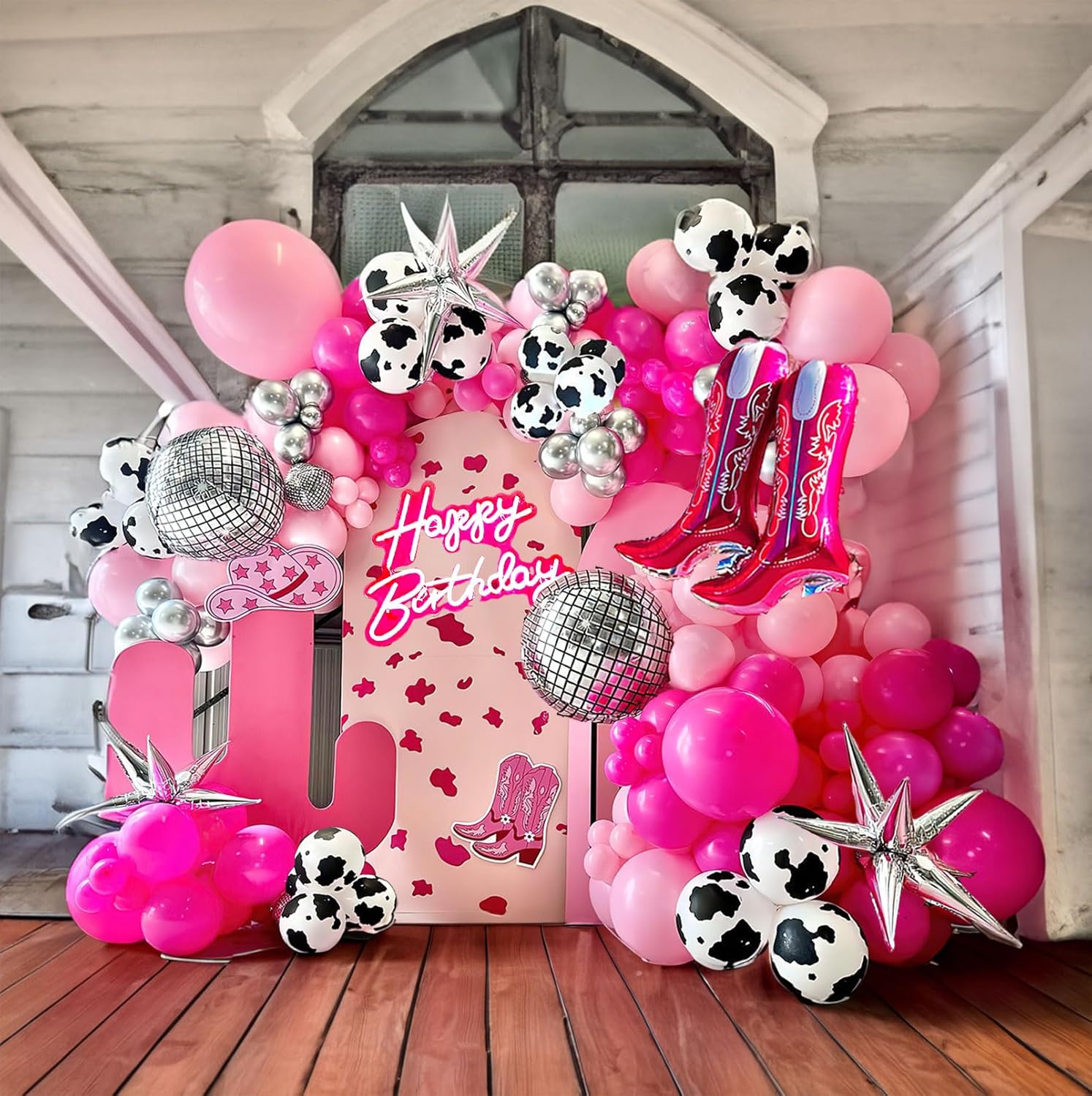 Amazon.com: Yeewaka Farm cowgirl disco balloon garland arch kit 120p ...