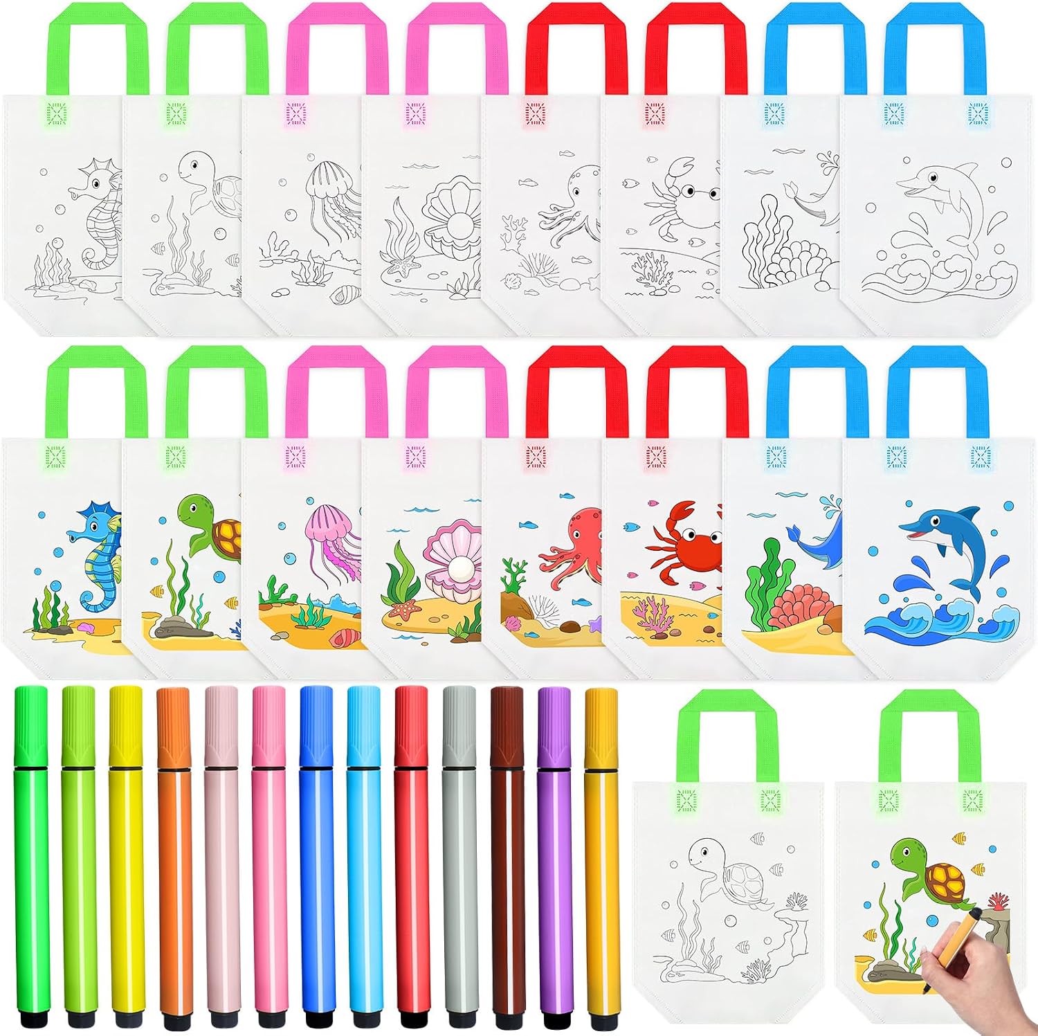 Amazon.com: Kajaia 24 Pcs Coloring Goodie Bags with Coloring Markers ...