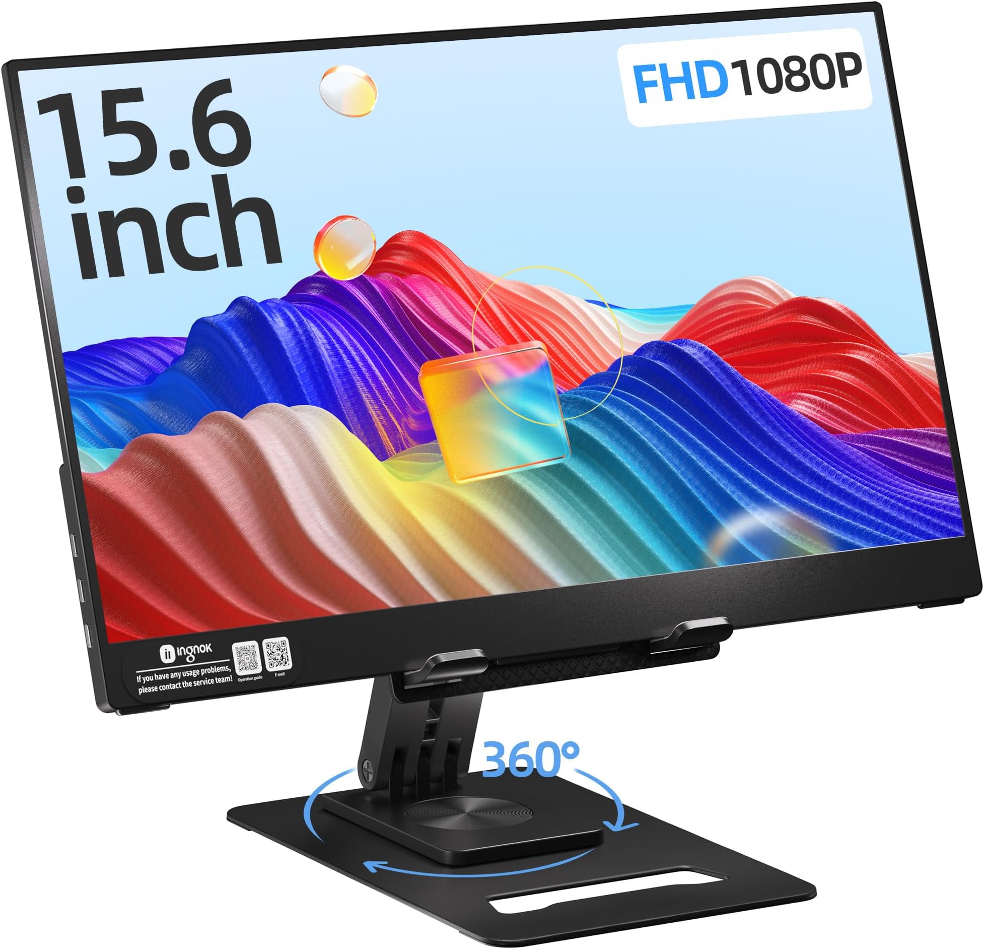 Ingnok Portable Monitor, 15.6" FHD 1080P IPS Laptop Screen Extender ...