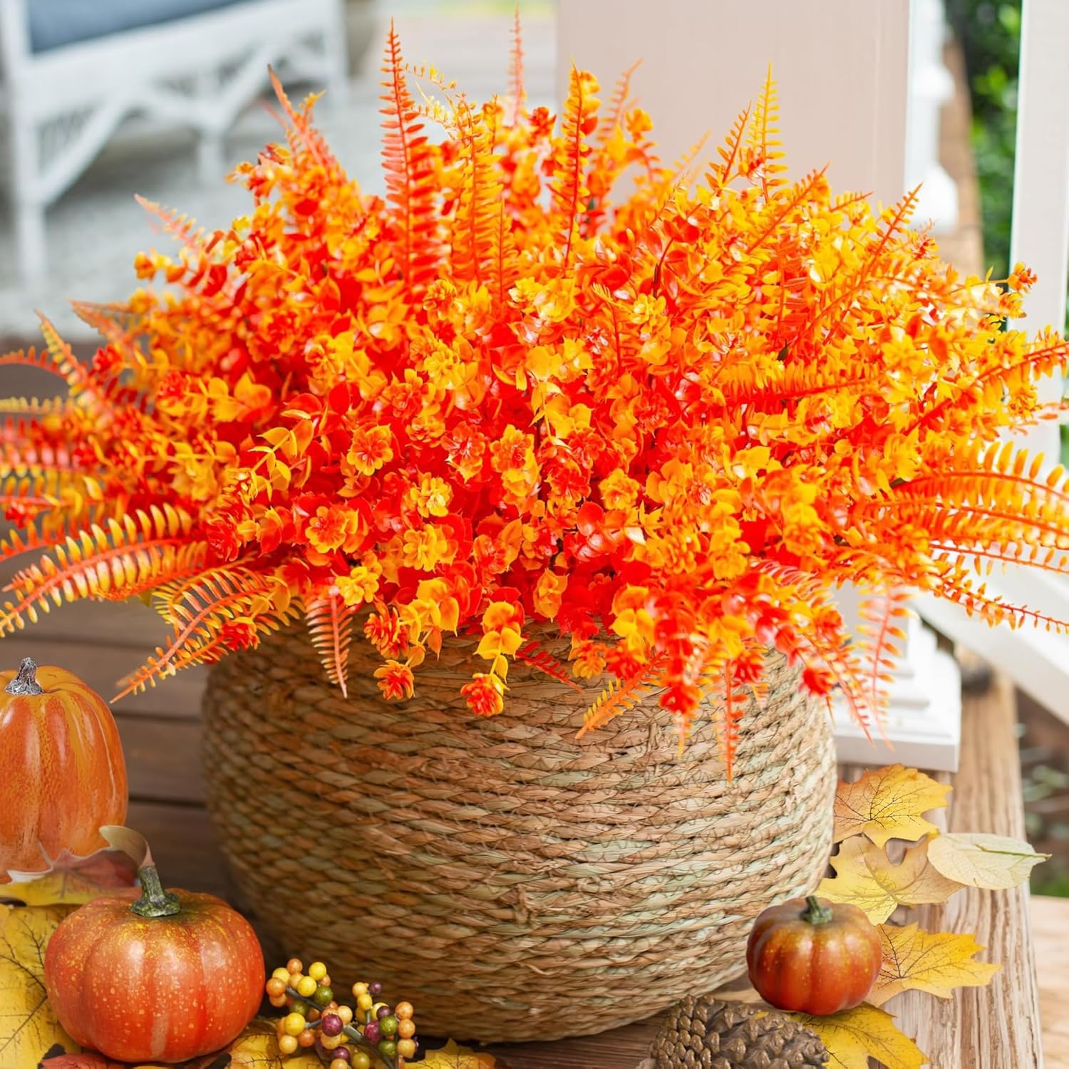Amazon.com: Ivydale Artificial Fake Fall Mums Flowers Plants for ...