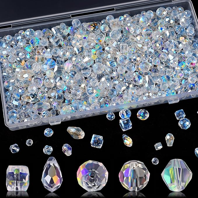 Amazon.com: 600 Pcs Crystal Glass Beads for Jewelry Making, Crystal ...