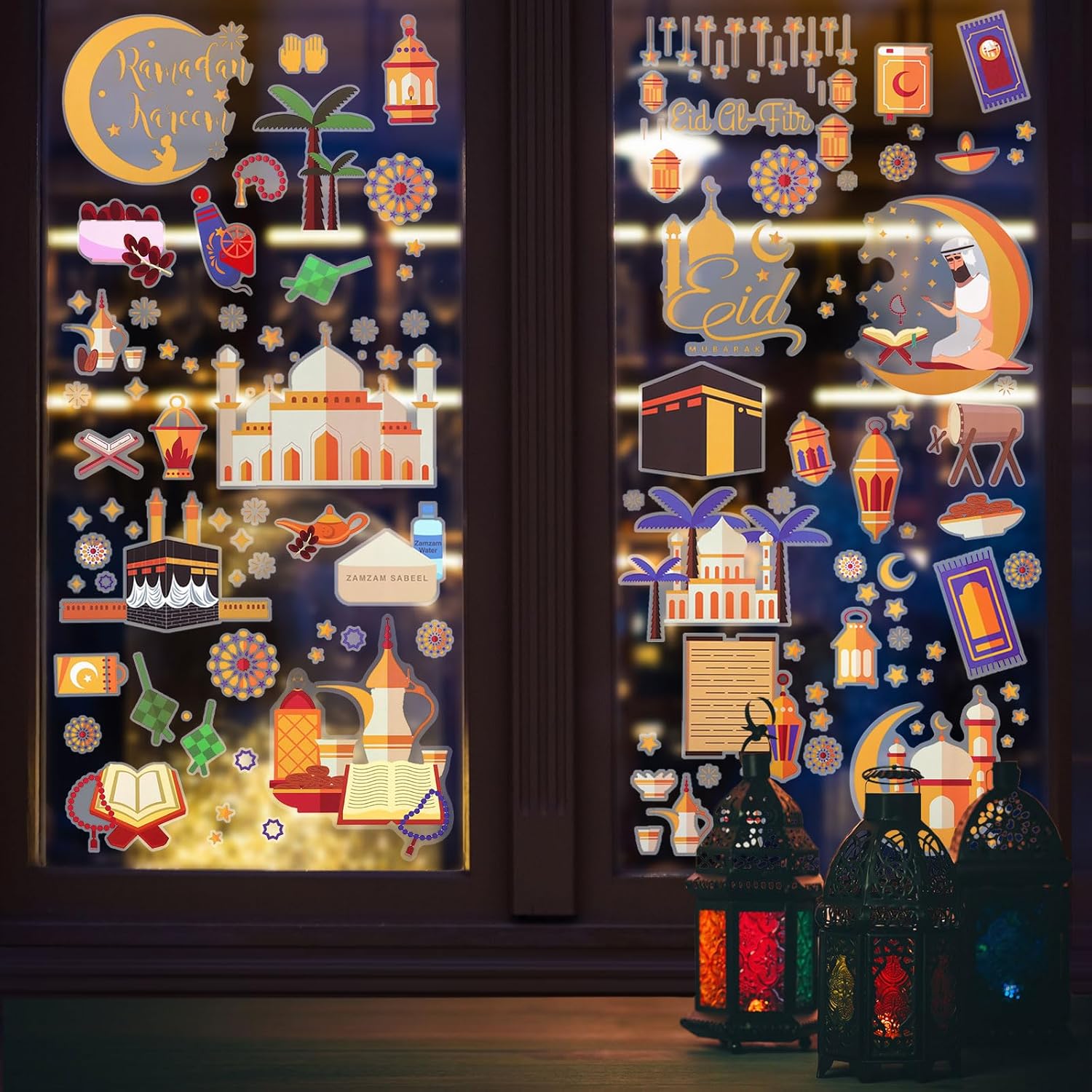 Amazon.com: GWHOLE 180Pcs Ramadan Window Clings, Ramadan Window Sticker ...