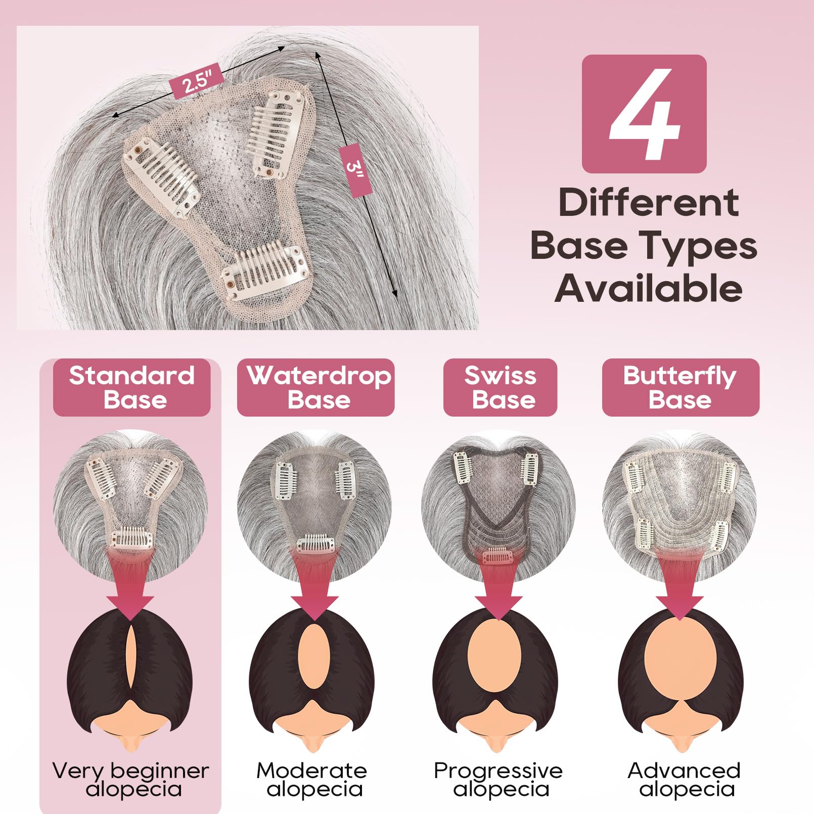 REECHO Real Human Hair Topper, 10 inch Women Hair Toppers for Thinning ...