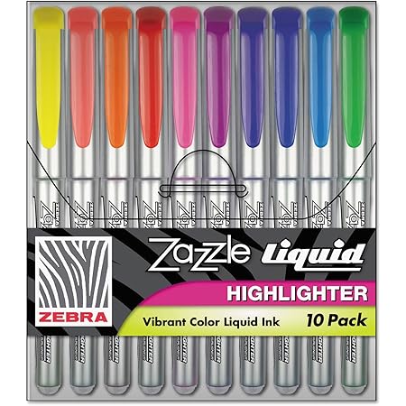 Amazon.com : Zebra Zazzle Liquid Ink Highlighter, Chisel Tip, Assorted ...