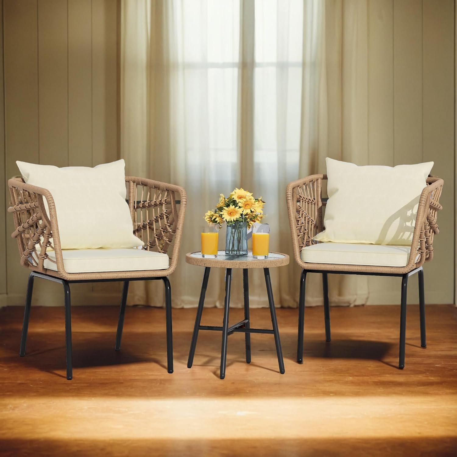 Amazon.com: YITAHOME Accent Chairs Set of 2, Wicker Arm Chair with Soft ...