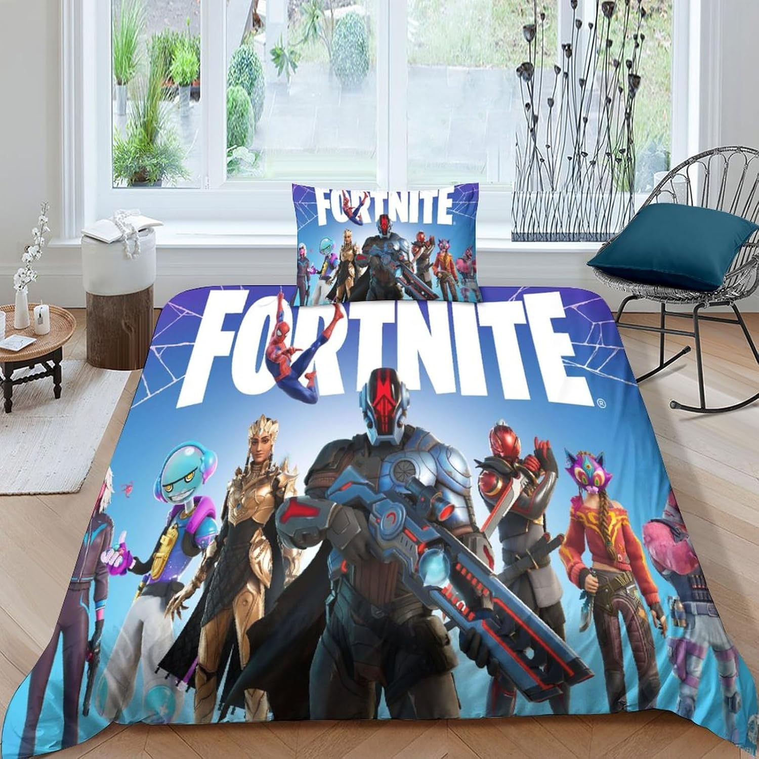 2Pcs Parure De Lit Fortnite - Dessin animé Jeu Housse De Couette ...