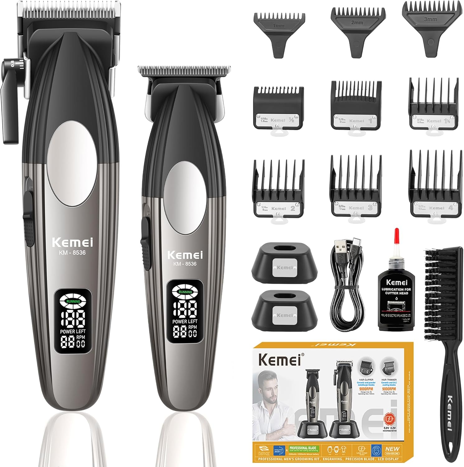 Amazon.com: KEMEI 8536 Professional Hair Clippers for Men, Cordless Barber Clipper and Trimmers ...