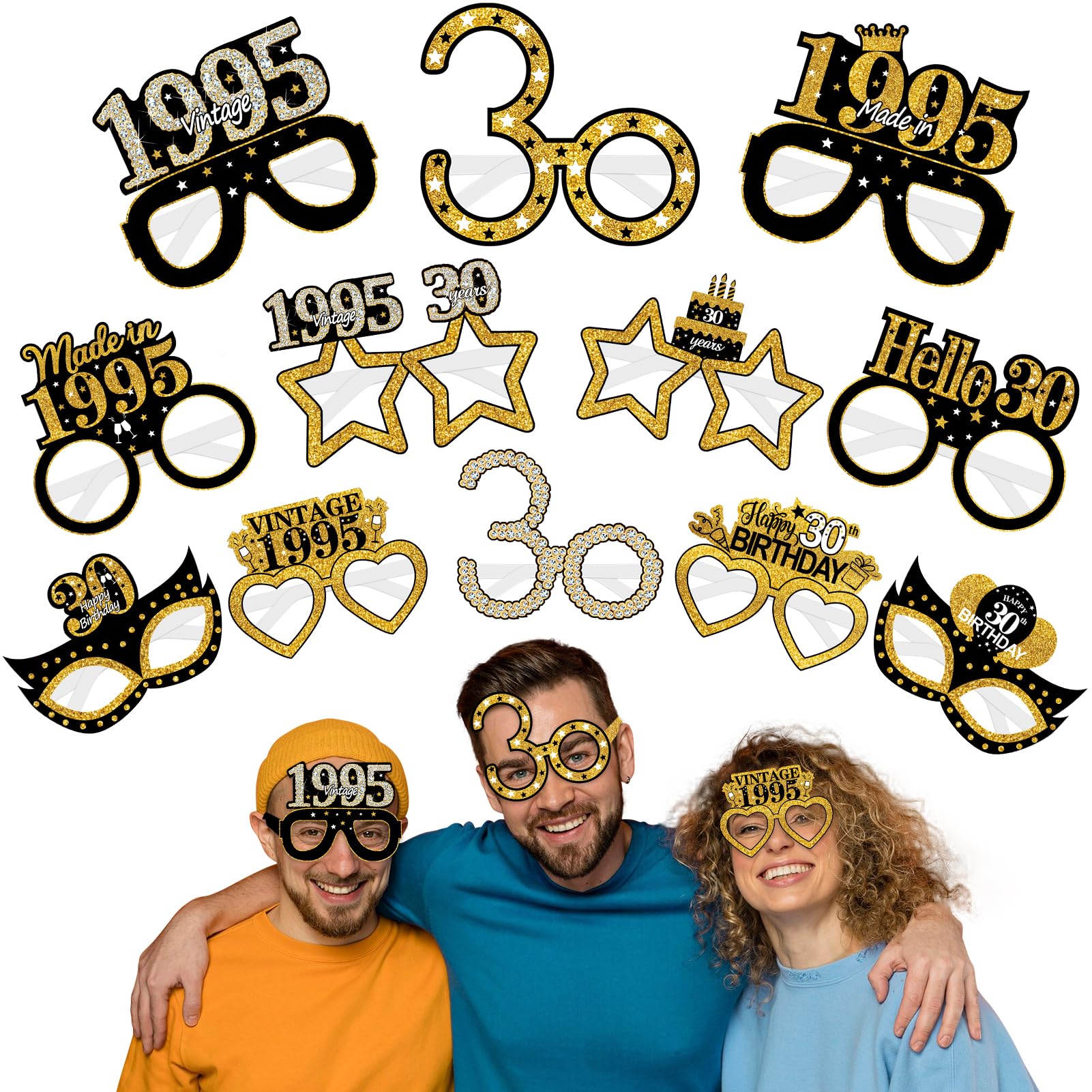 Amazon.com: Turypaty 24Pcs 1995 30th Birthday Paper Glasses Decorations ...