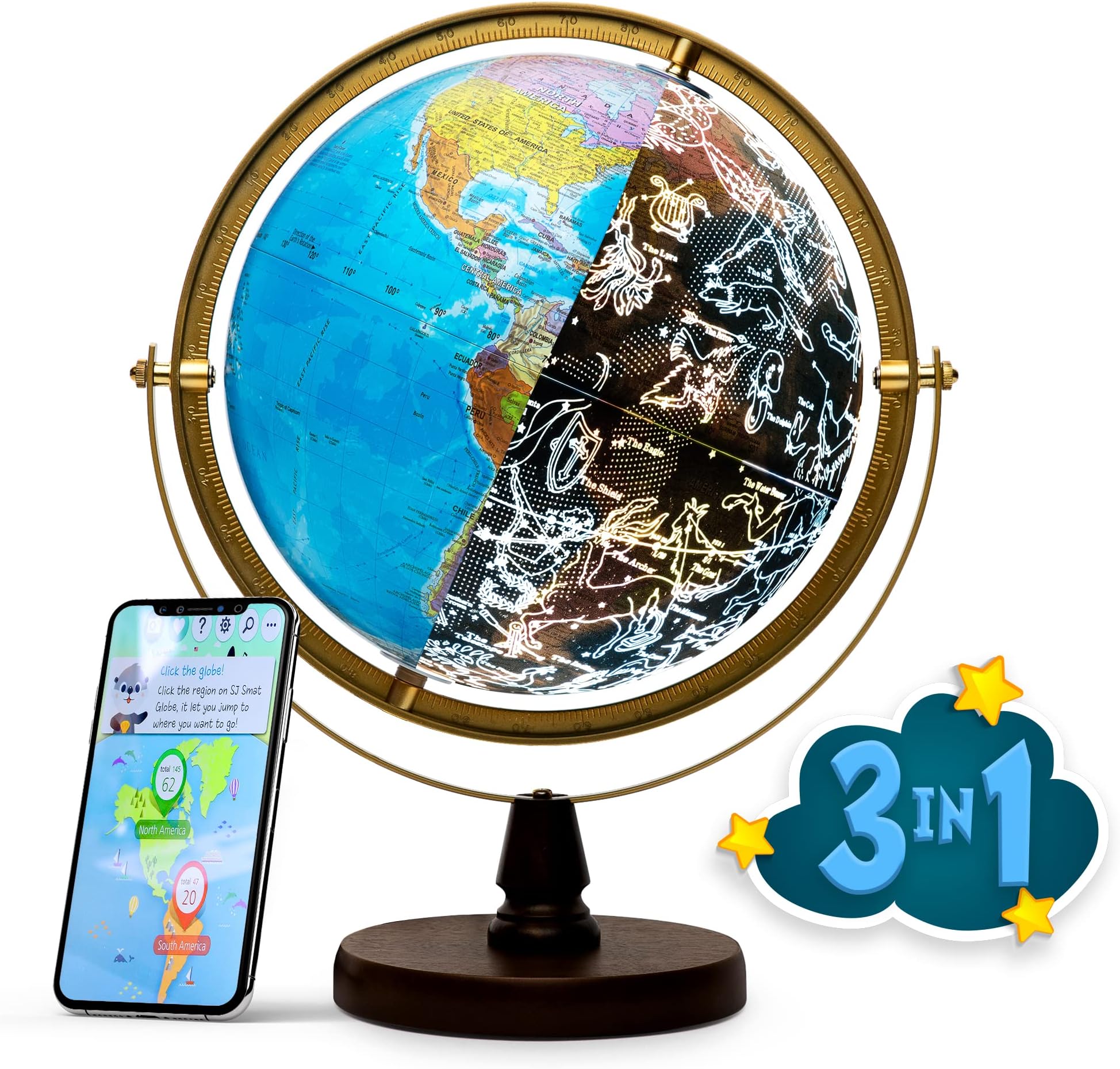 Amazon.com: SJSMARTGLOBE with Interactive APP & LED Illuminated ...