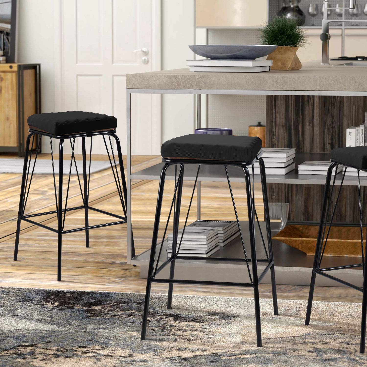 baibu 12 Inches Non Slip Stool Cushion Square Set of 2, Soft Bar Stool ...