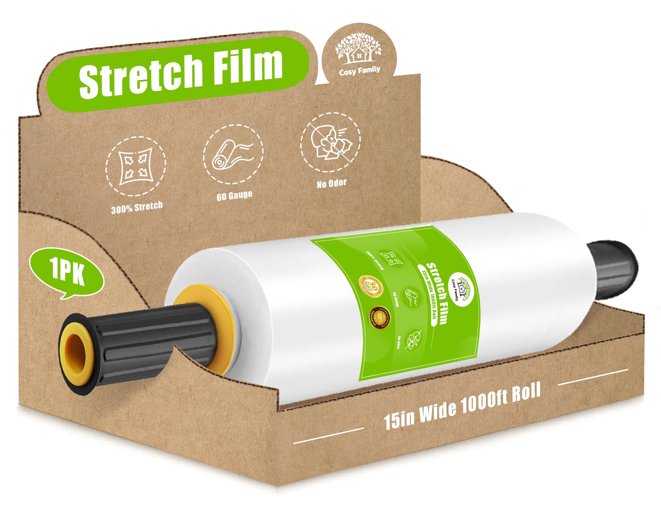 Snapklik.com : Cosy Family Plastic Wrap Stretch Film Roll - 1000ft 60 ...