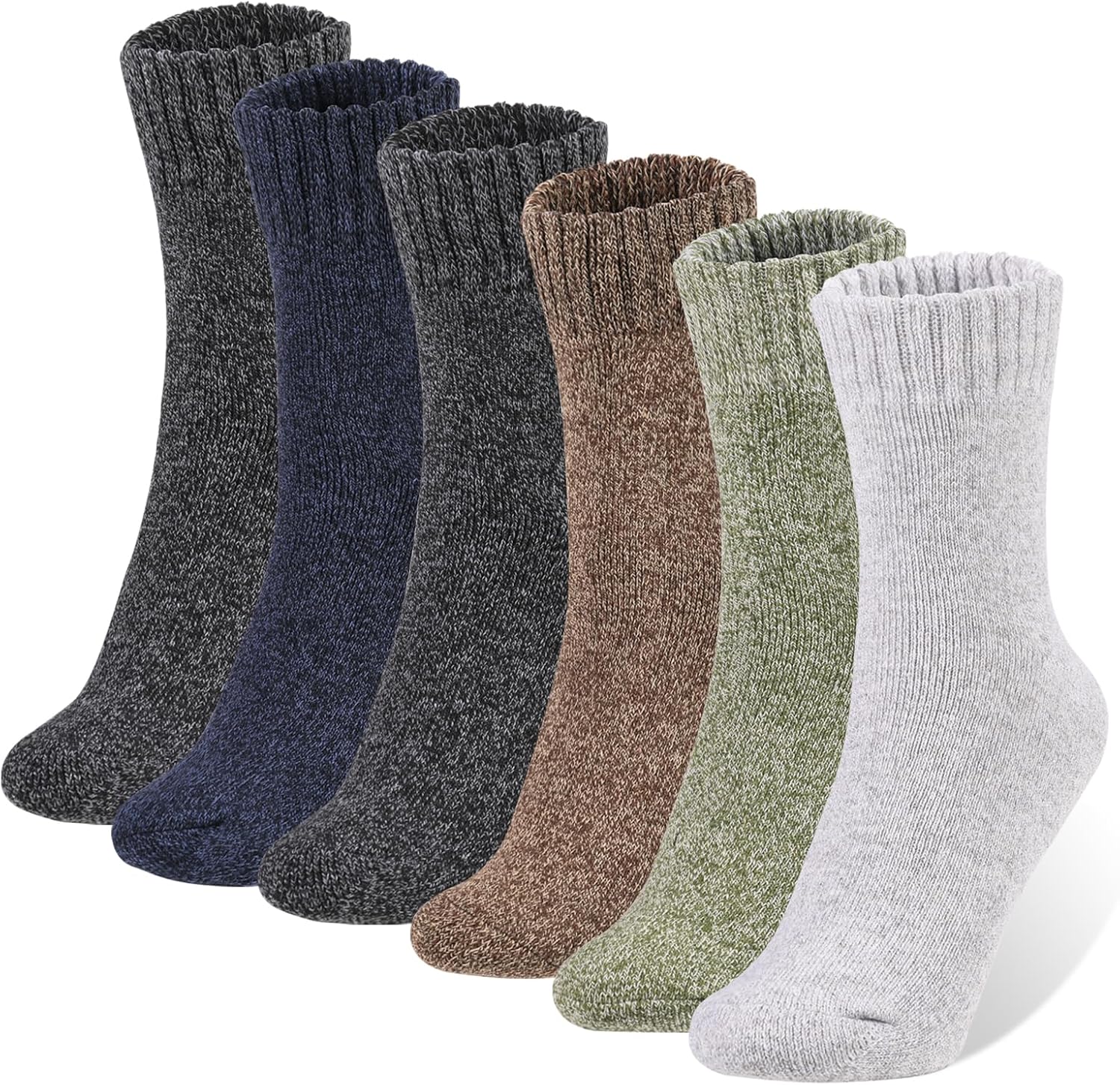 Fanshiontide 6 Pairs Thermal Socks for Men,Thick Walking Socks for Men ...