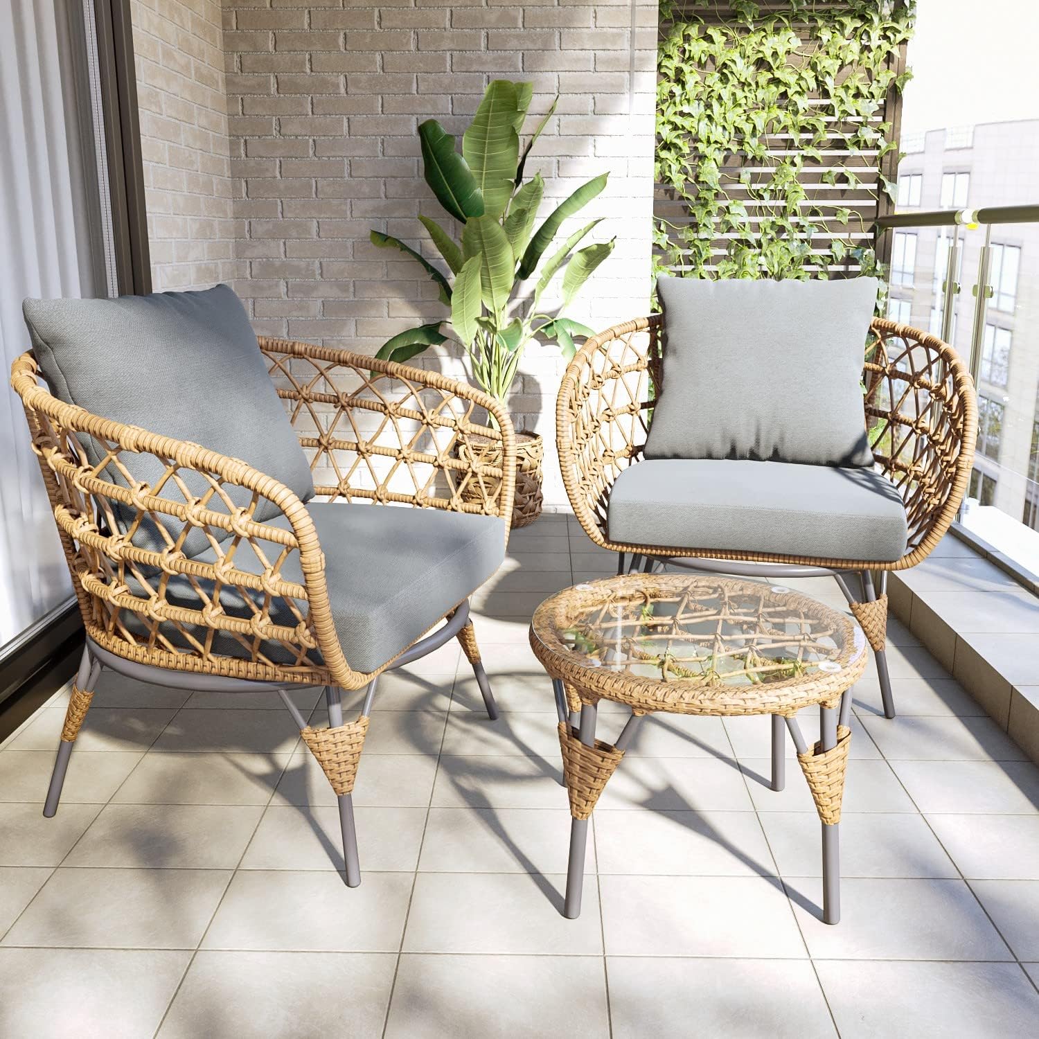 Como 2 Seater Wicker Bistro Garden Set : Amazon.co.uk: Garden
