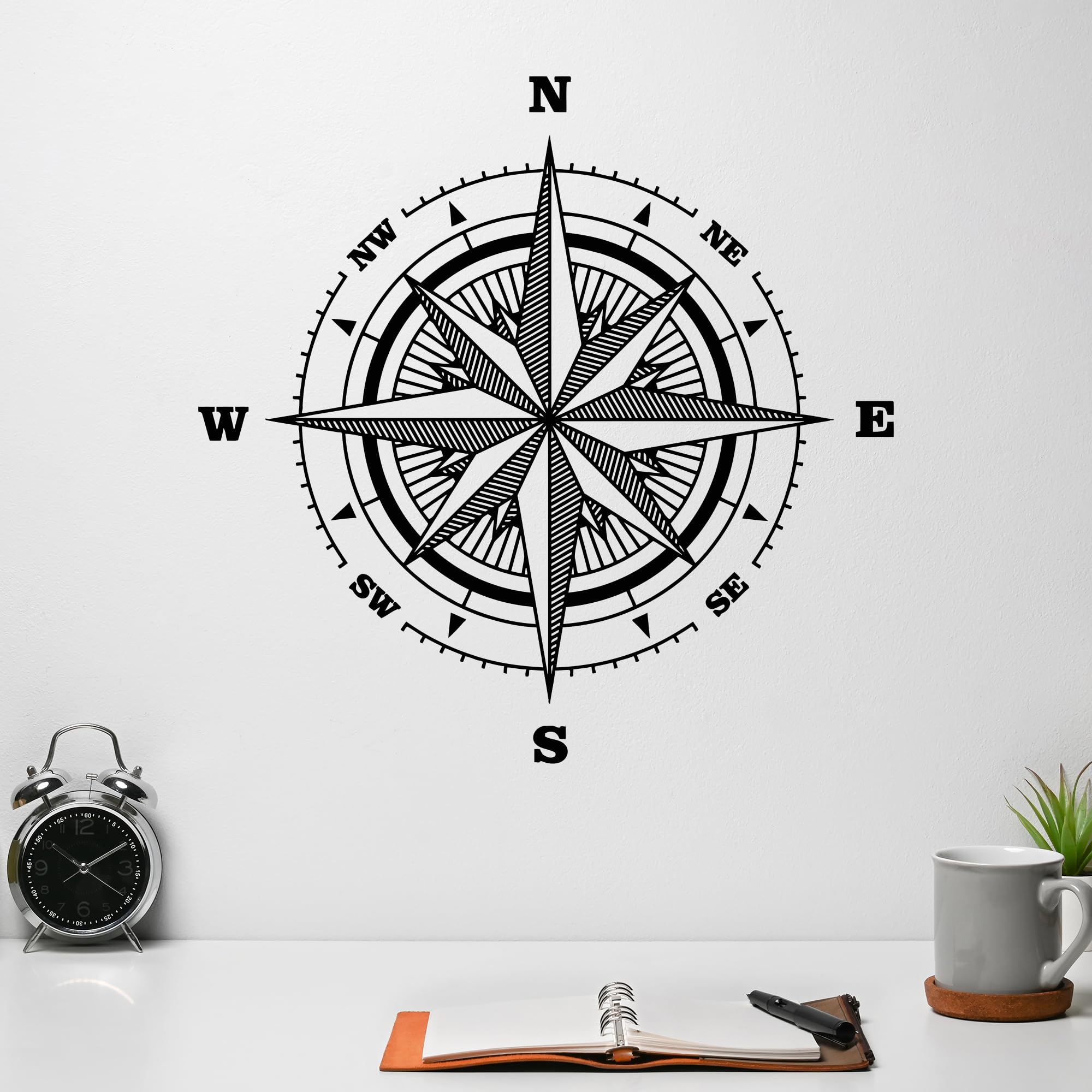 Amazon.com: Vinyl Wall Decal Compass Nautical Travel Tourism Sea Style ...