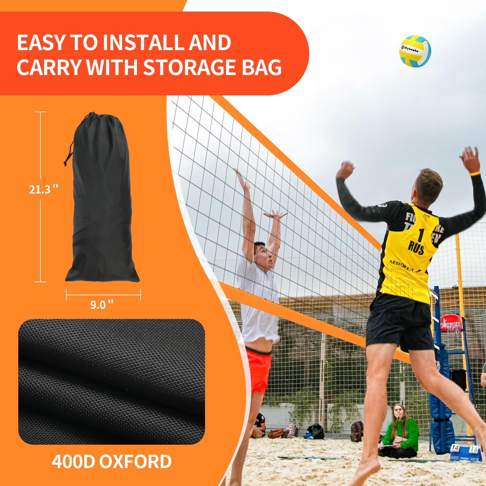 Professional Volleyball Replacement Net 32x3FT with Aircraft Steel ...