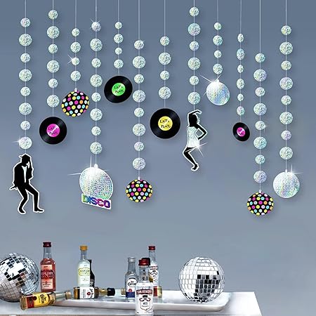 Amazon.com: Cheerland Iridescent Disco Garland Holographic Disc Banner ...