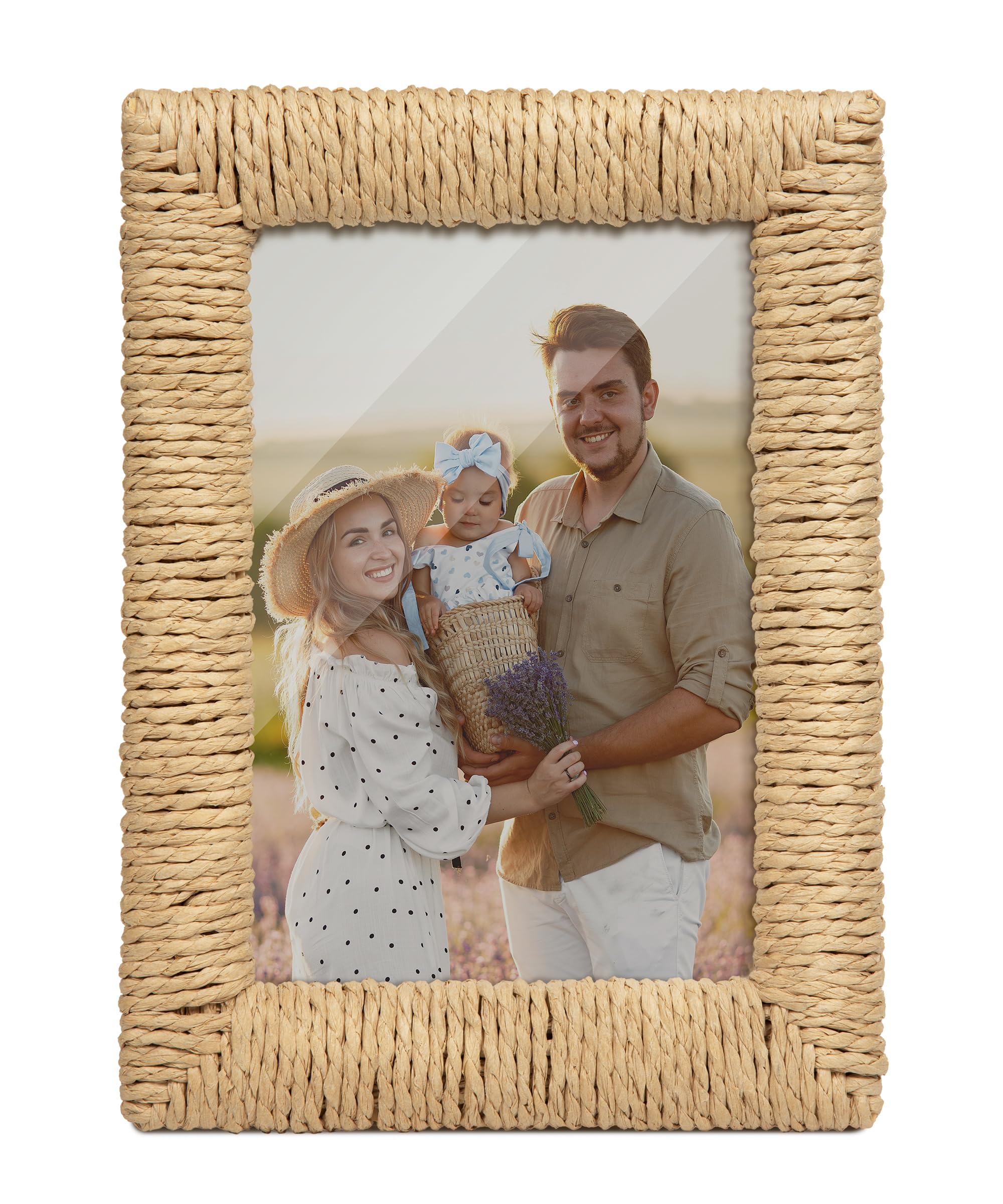 Amazon.com - takfot Boho Picture Frame 5x7, Natural Paper Rope Rattan ...