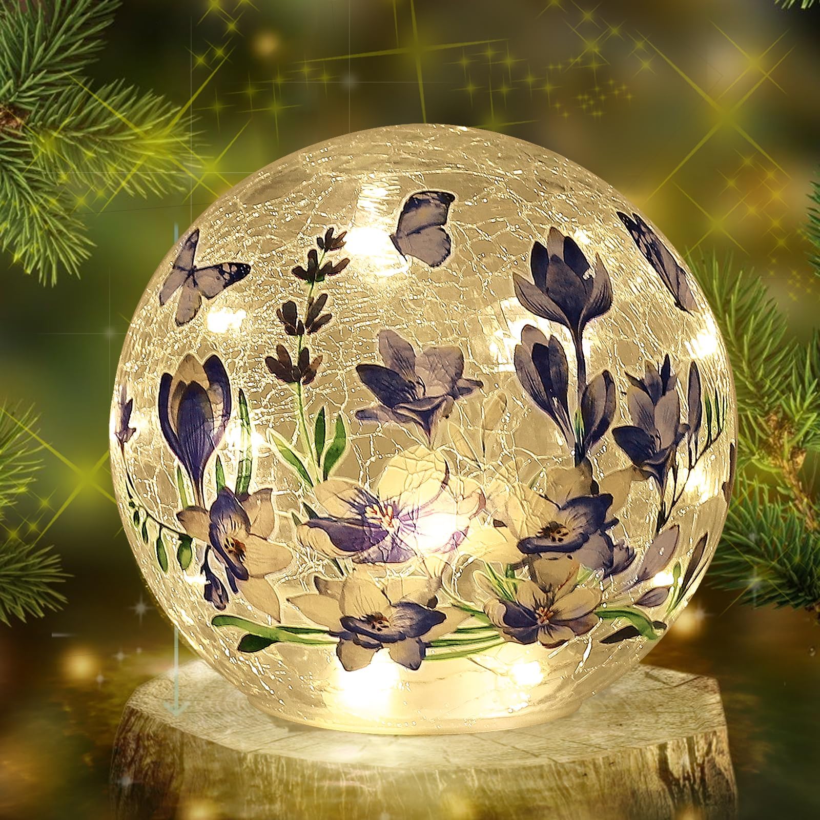 Sphere Light Glass Crystal Lamp (Timer – Auto 6 Hours On) Featuring ...