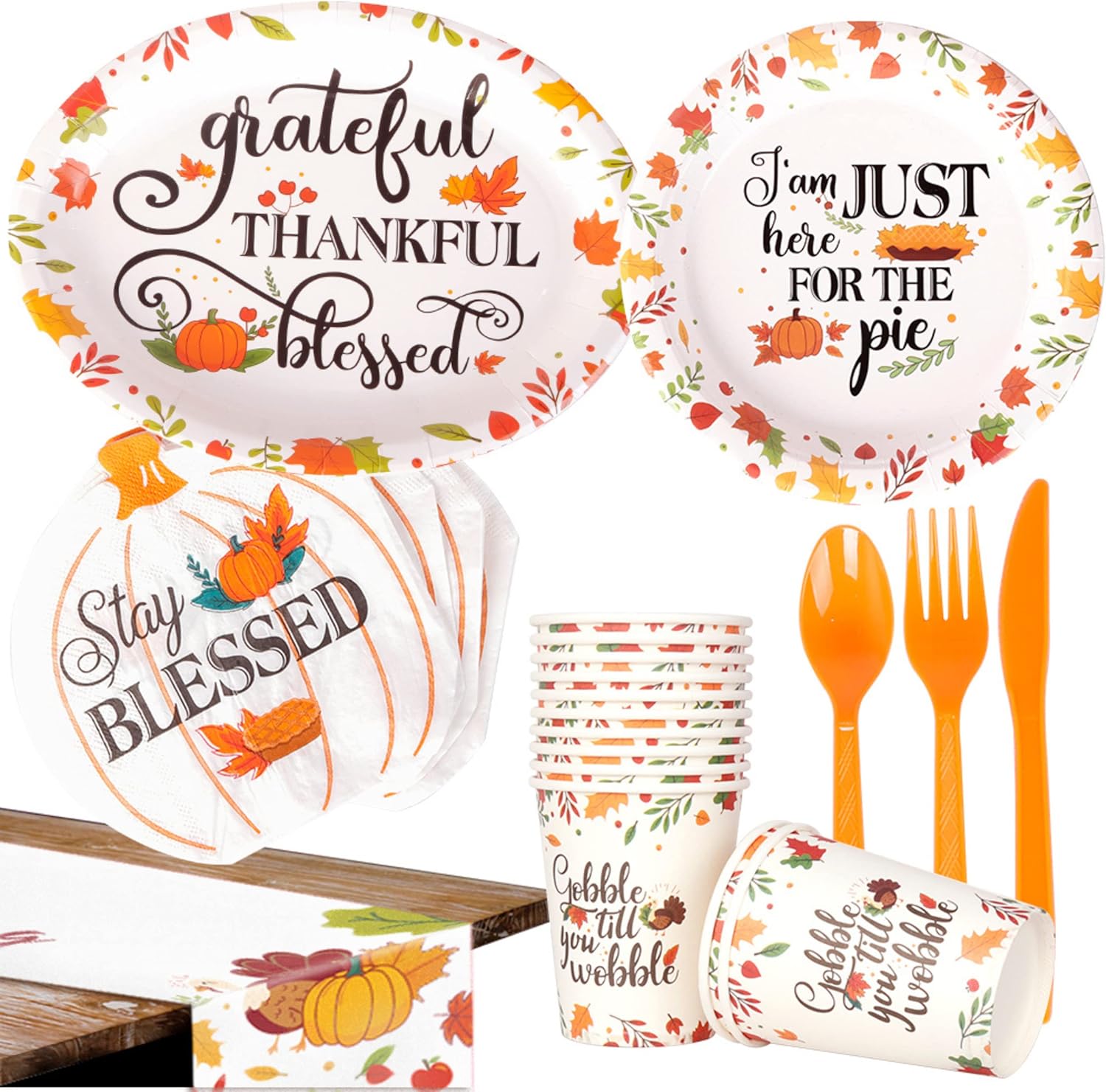 Amazon.com: Disposable Thanksgiving Plate And Napkin Set Dinner Ware ...