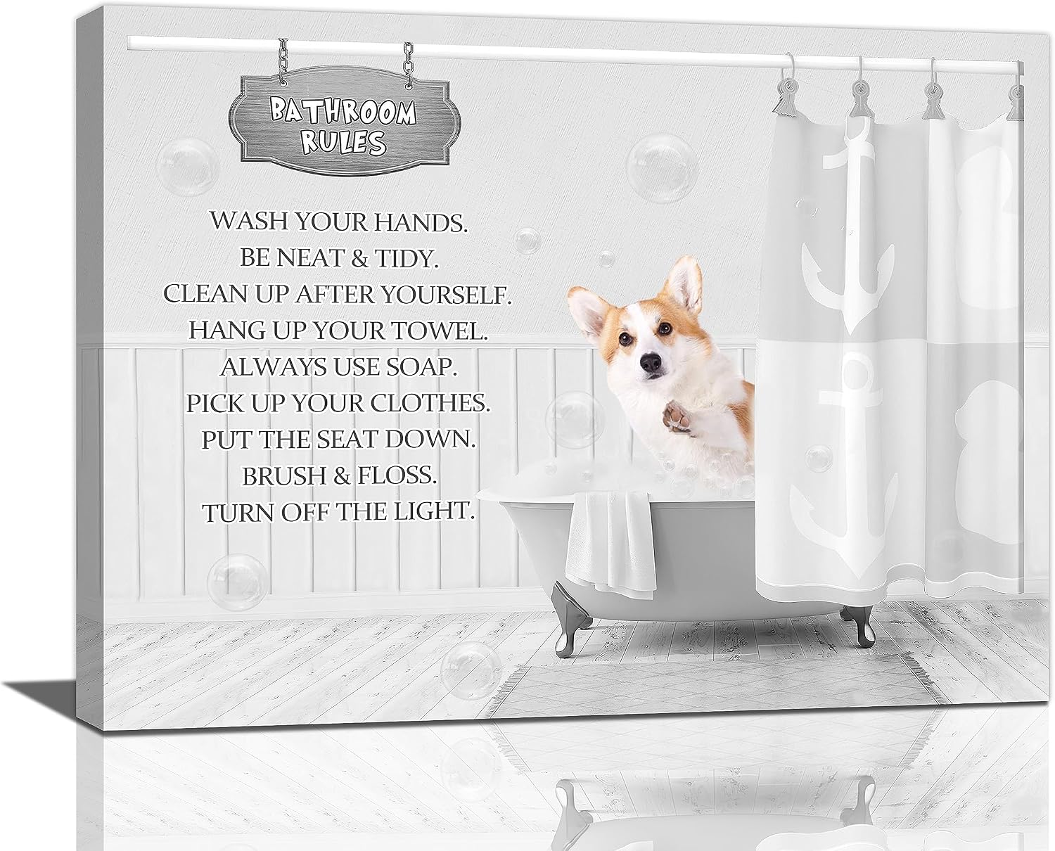 Amazon.com: Funny Corgi Bathroom Wall Art Farmhouse Corgi Dog in ...