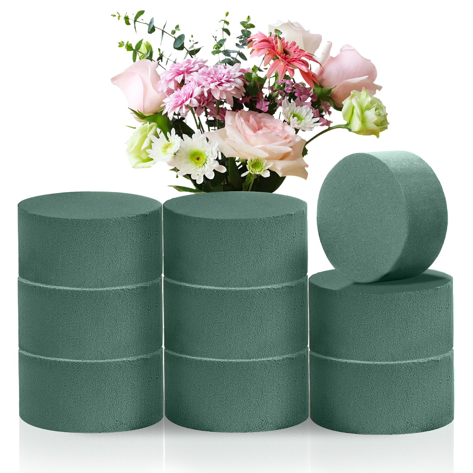 Amazon.com: 9Pcs Round Floral Foam Blocks,(3.2"W x 1.6"H) Green Wet Dry ...