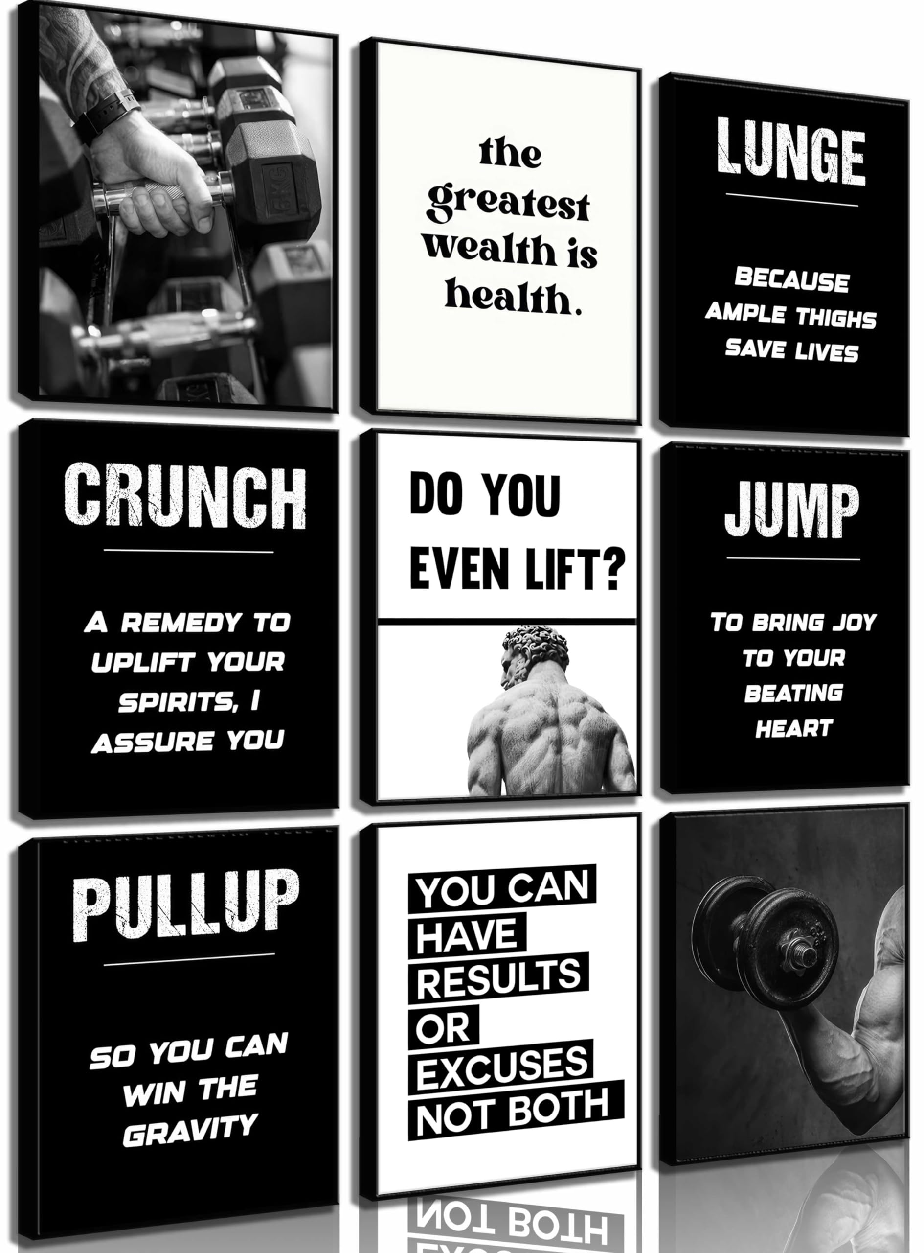 Amazon.com: 9Pcs Positive Motivational Wall Art Gym Motivational ...