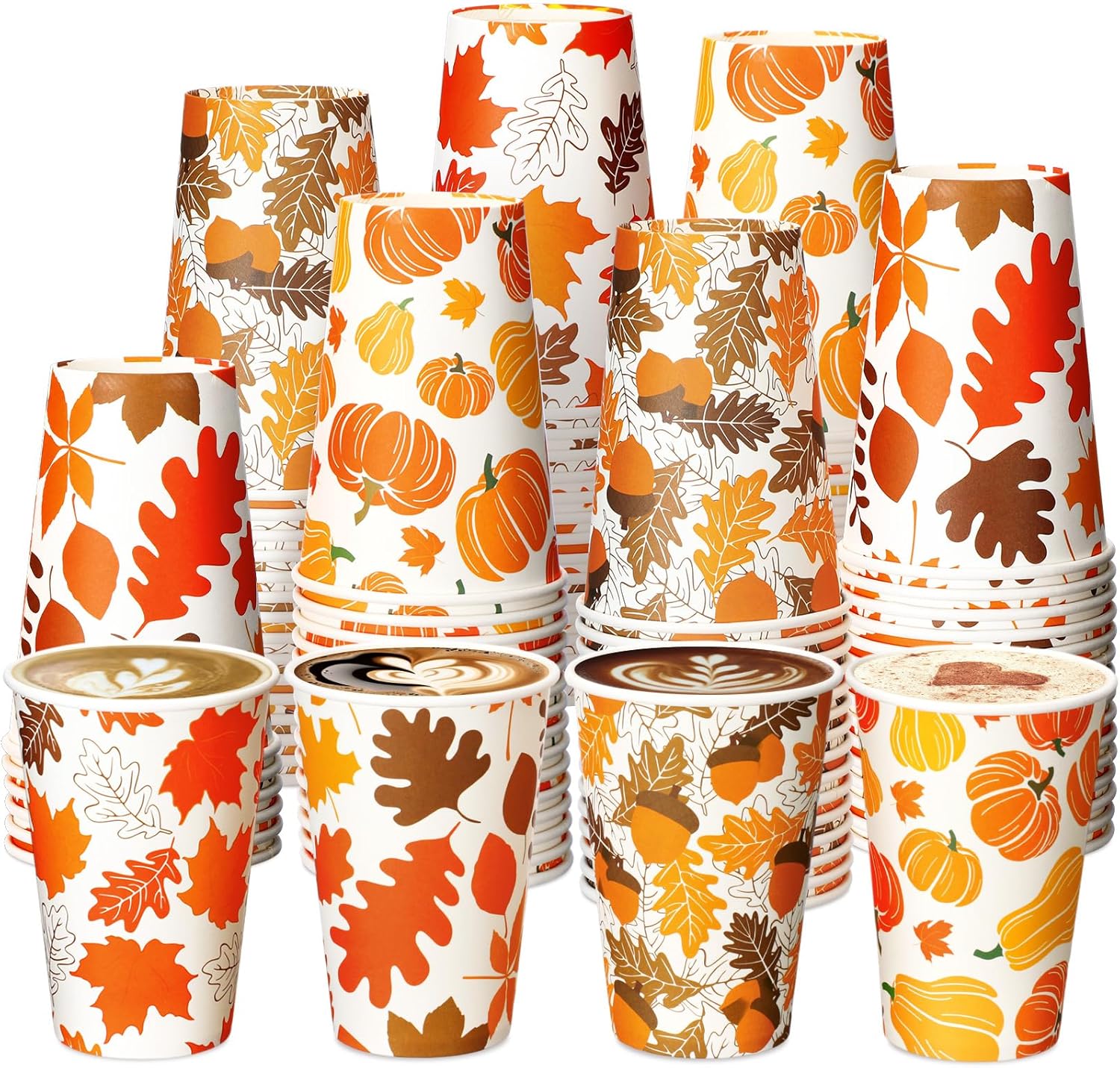 Amazon.com: FoldTier 100 Pcs 12 oz Thanksgiving Disposable Paper Cups ...
